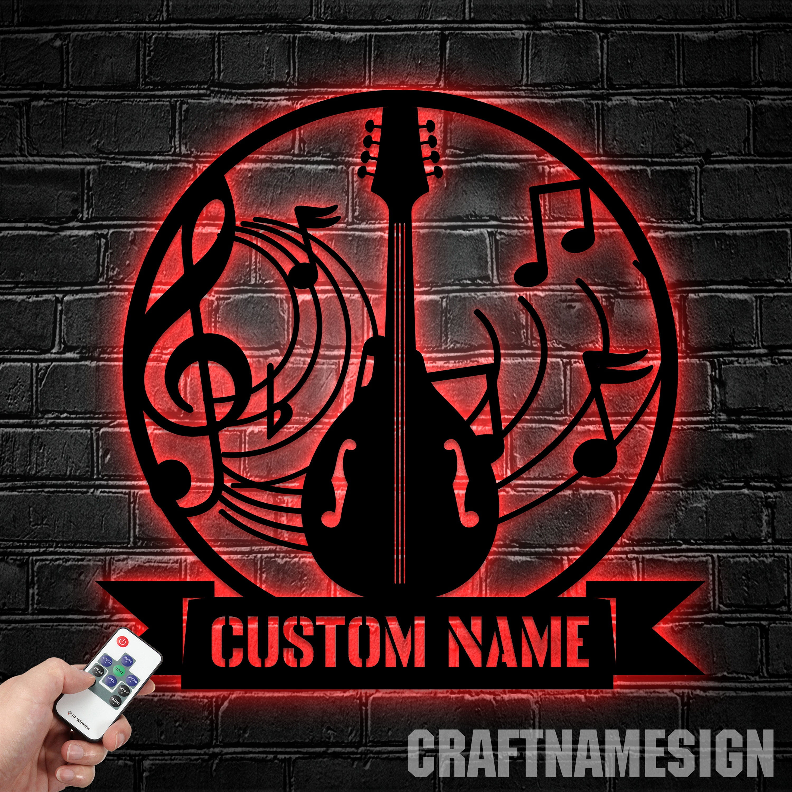 Craftnamesign Custom Mandolin Metal Wall Art LED Light, Custom Mandolin ...