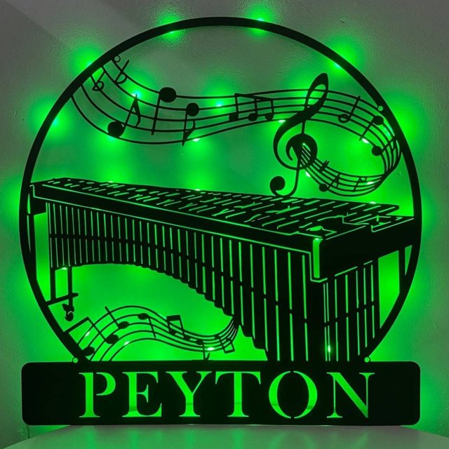 Craftnamesign Custom Marimba Metal Wall Art LED Light, Music Studio ...