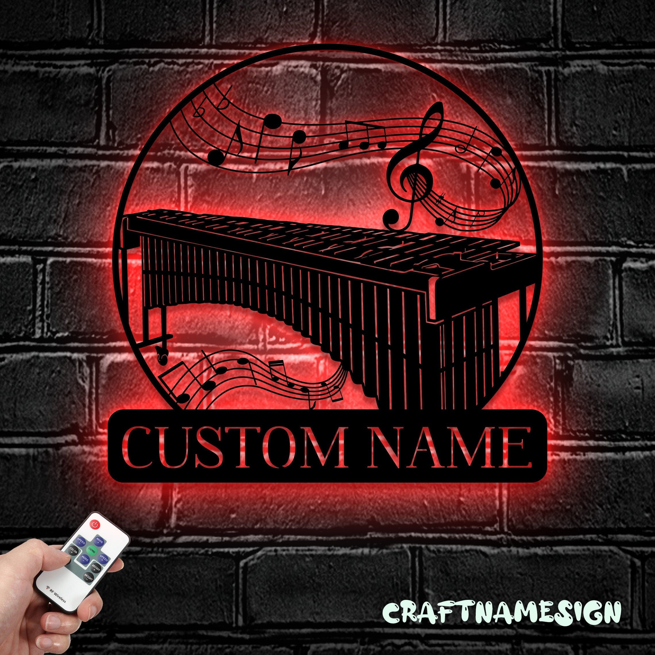 Craftnamesign Custom Marimba Musical Instrument Metal Wall Art LED ...