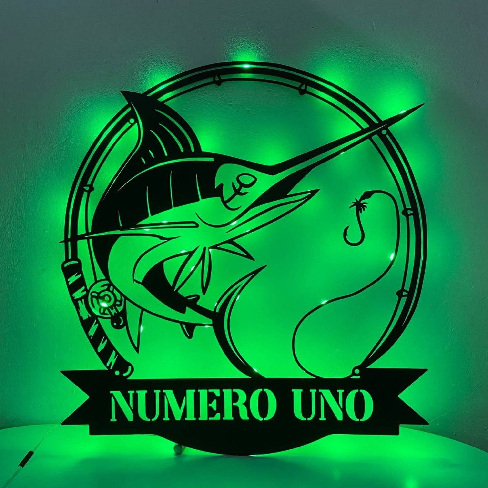 Craftnamesign Custom Marlin Fish Metal Wall Art LED Light, Fishing Name ...