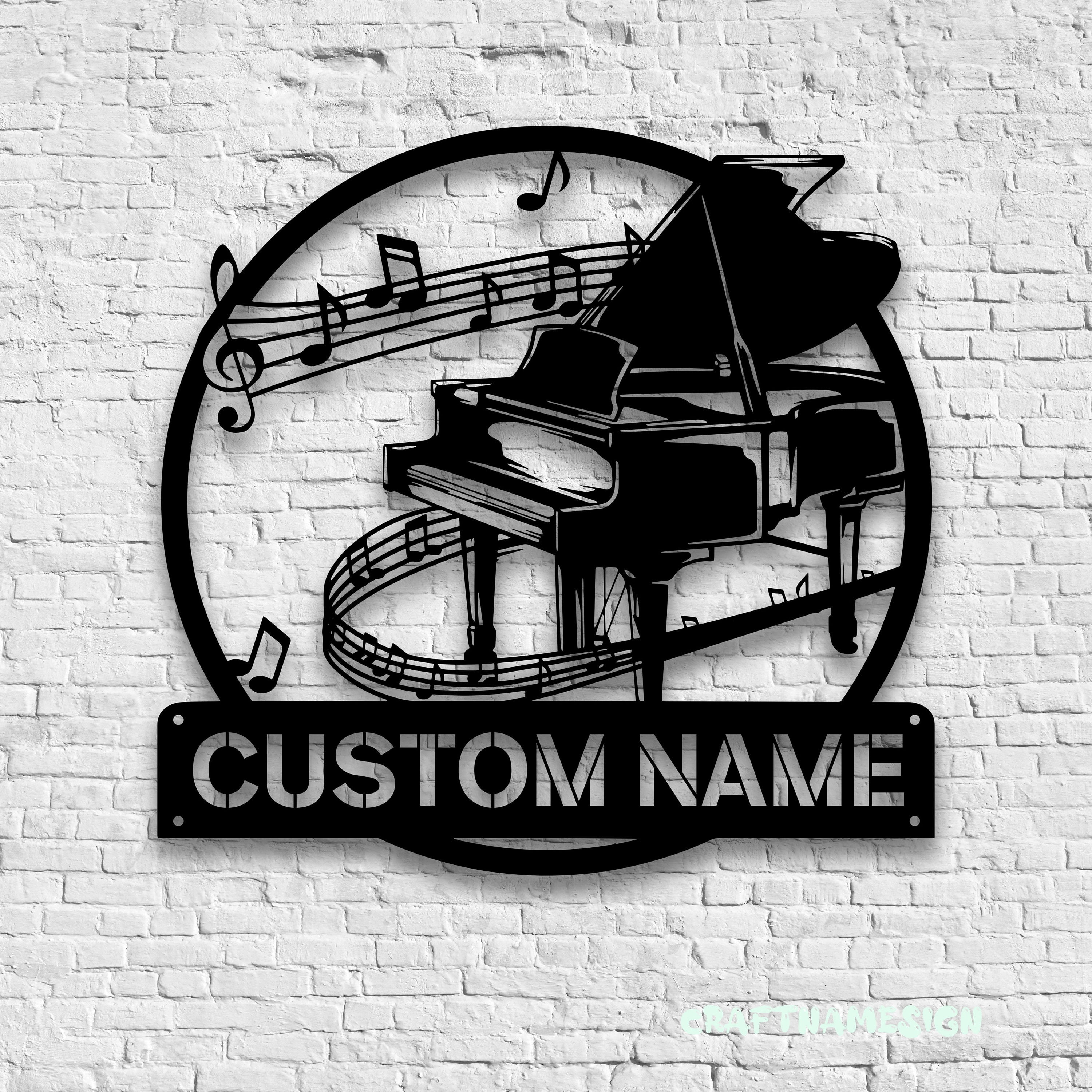 Craftnamesign Custom Musical Note Piano Player Metal Wall Art LED Light ...