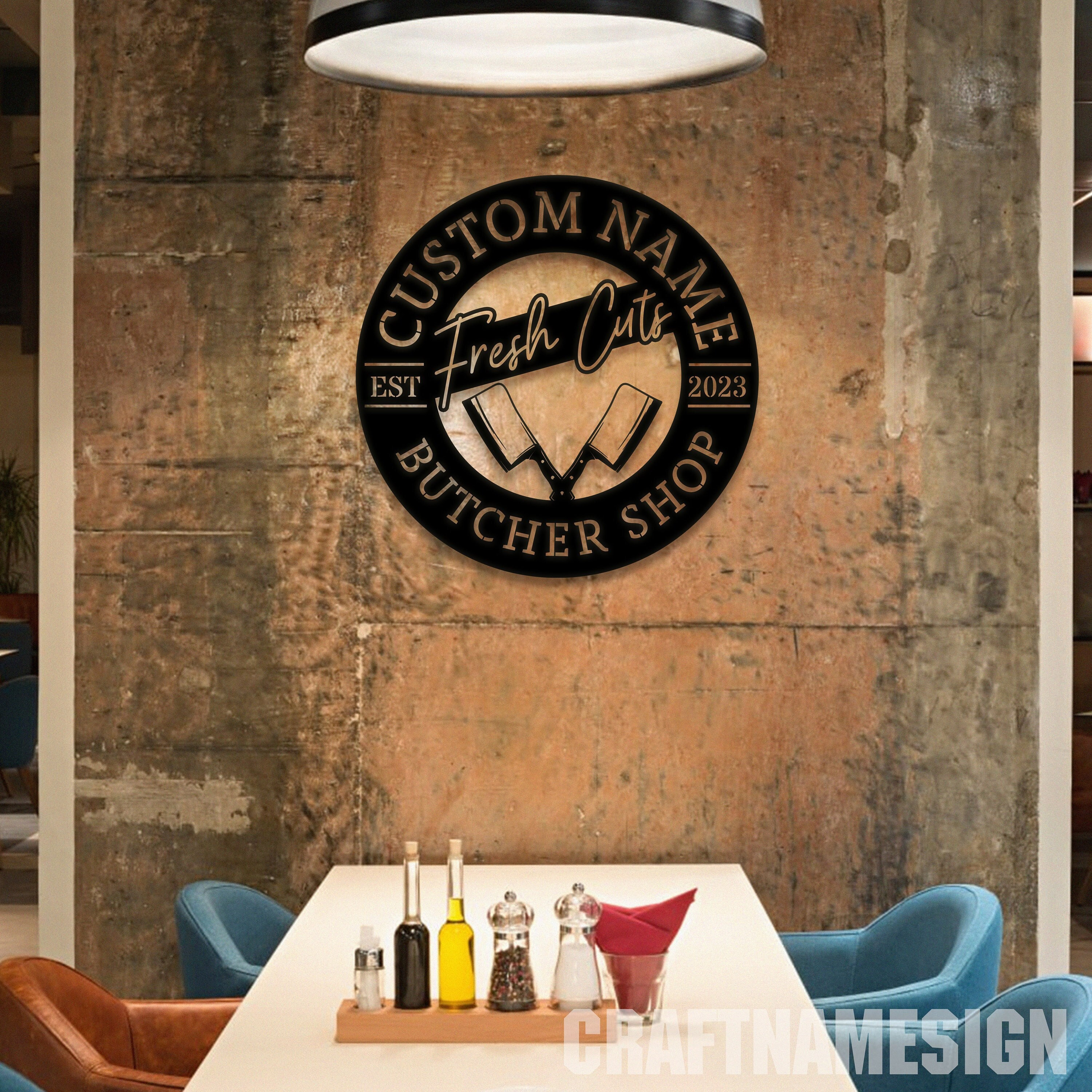 Craftnamesign Custom Meat Shop Metal Wall Art LED Light, Barbecue BBQ ...