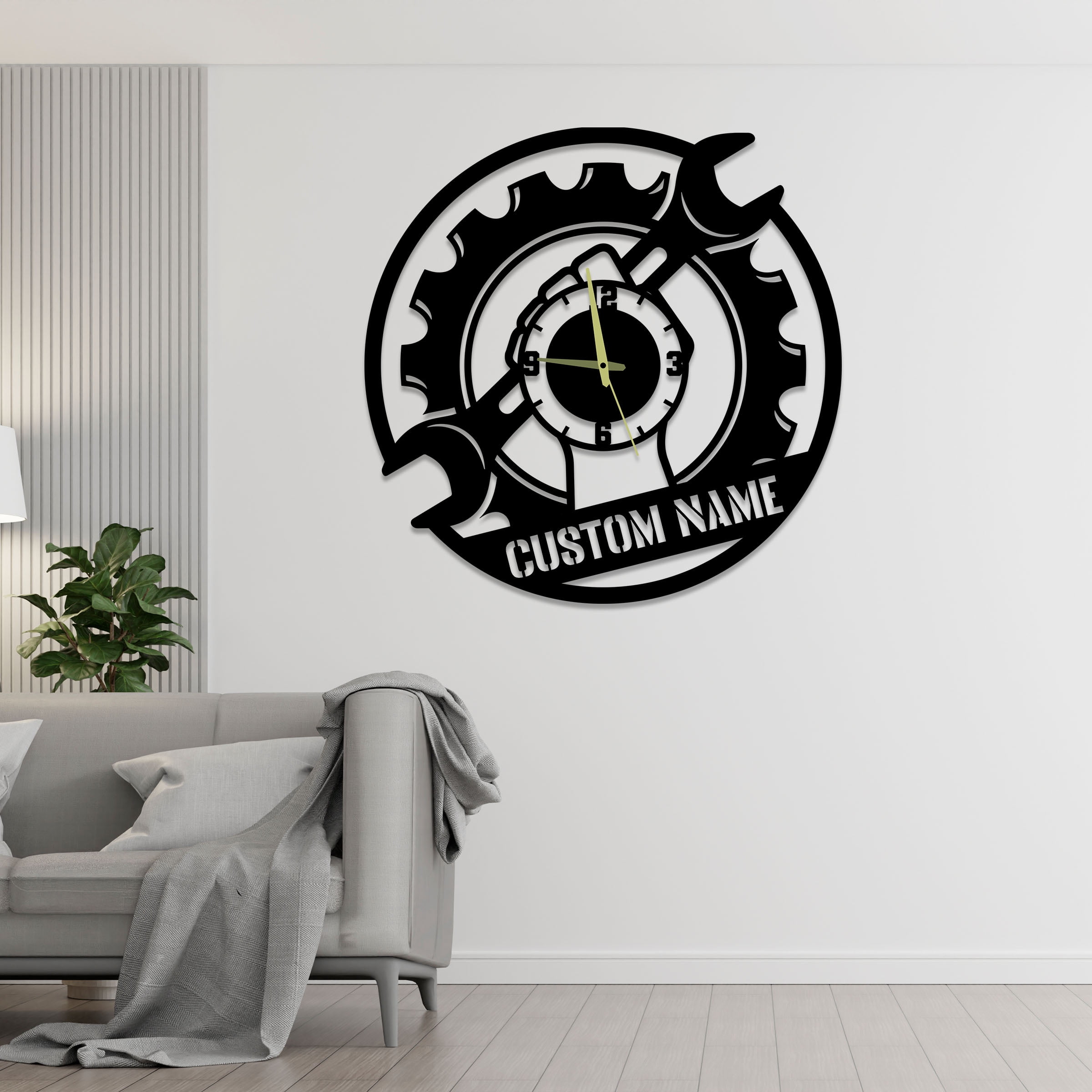 Craftnamesign Custom Mechanic Laser Cut Wall Clock For Man Cave ...