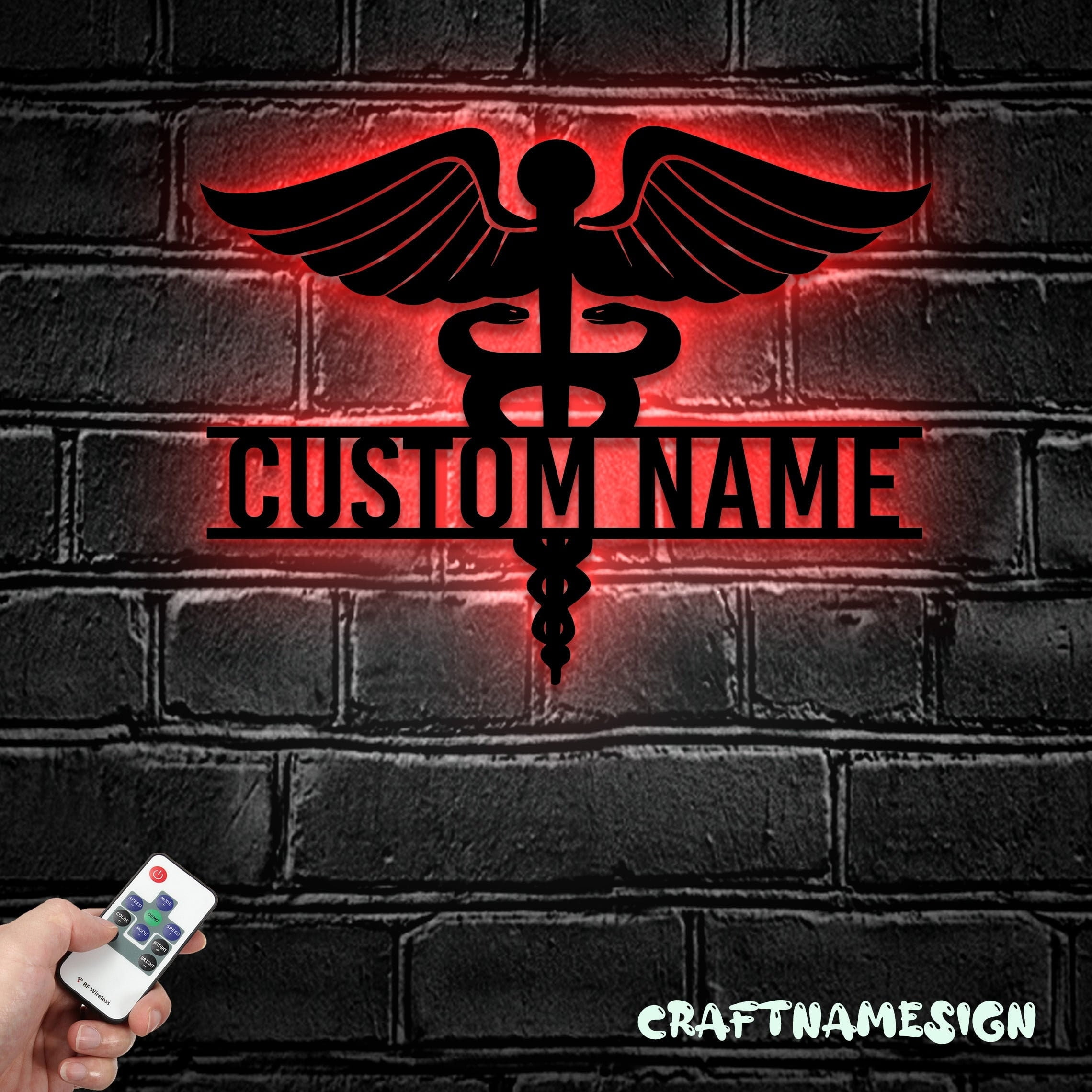 Craftnamesign Custom Medical Symbol Caduceus MD Star Nursing Metal LED ...