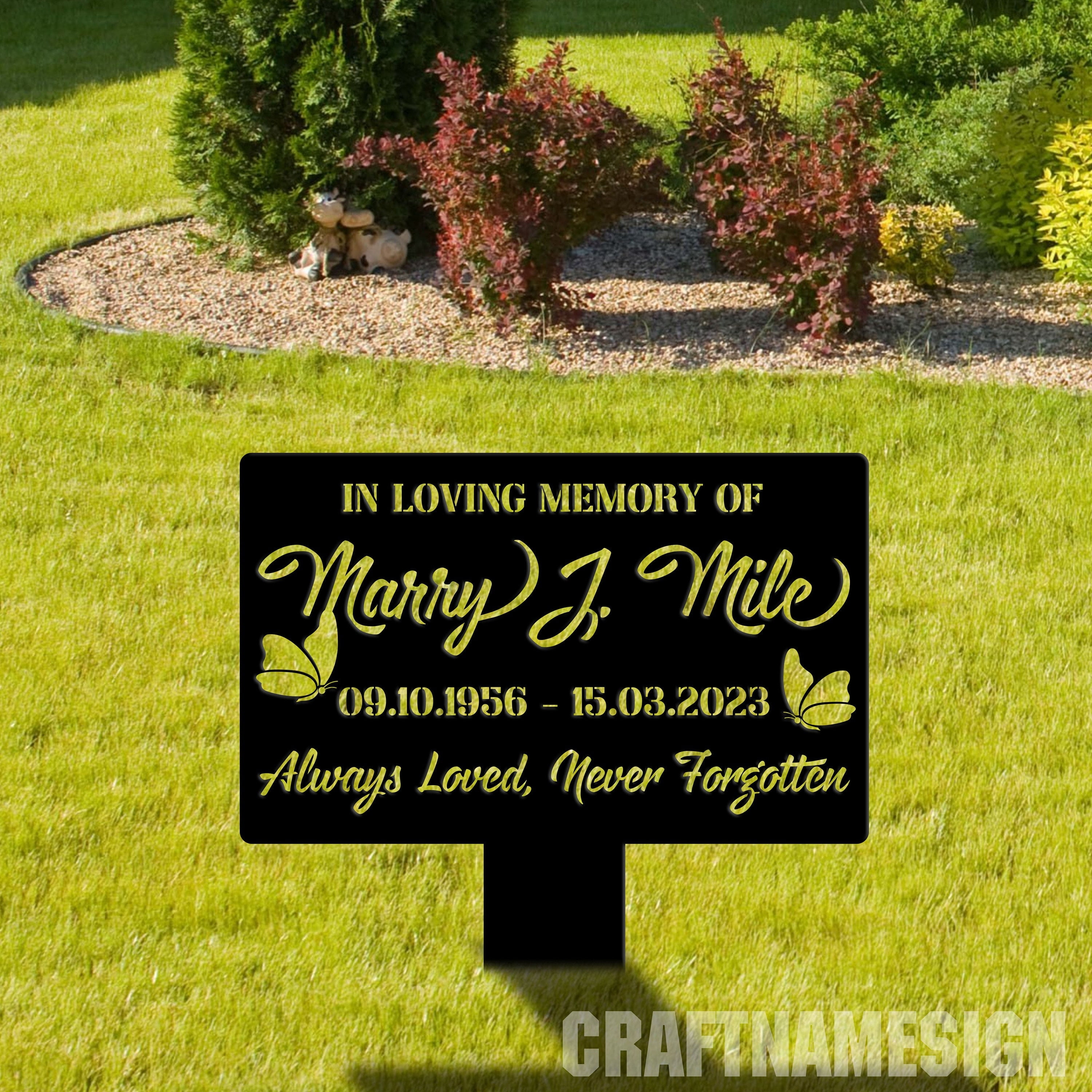Craftnamesign Custom Memorial Plaque Butterfly Stake, Butterfly Metal ...
