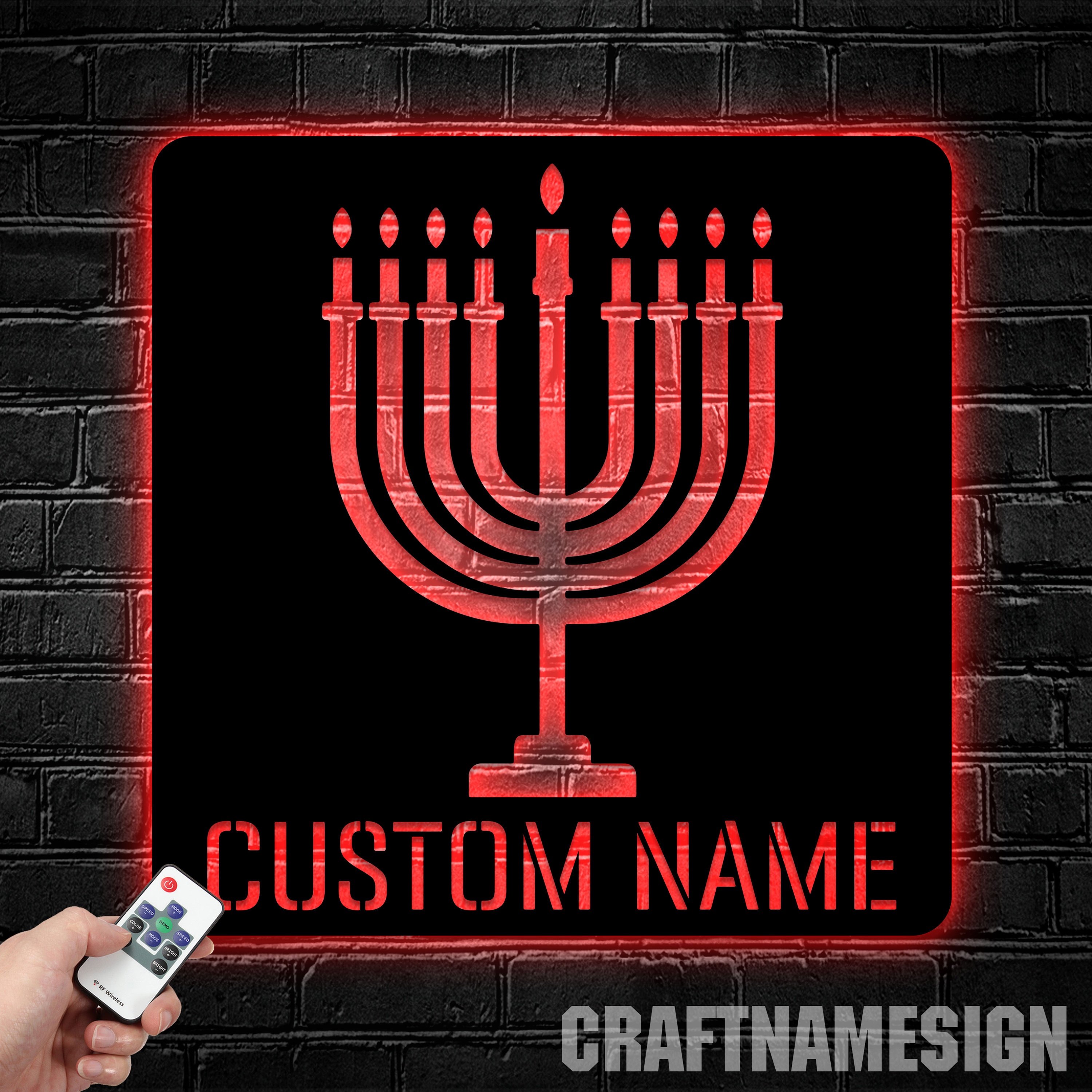Craftnamesign Custom Menorah Judaism Hanukkah Jewish Wall Art Led Light ...