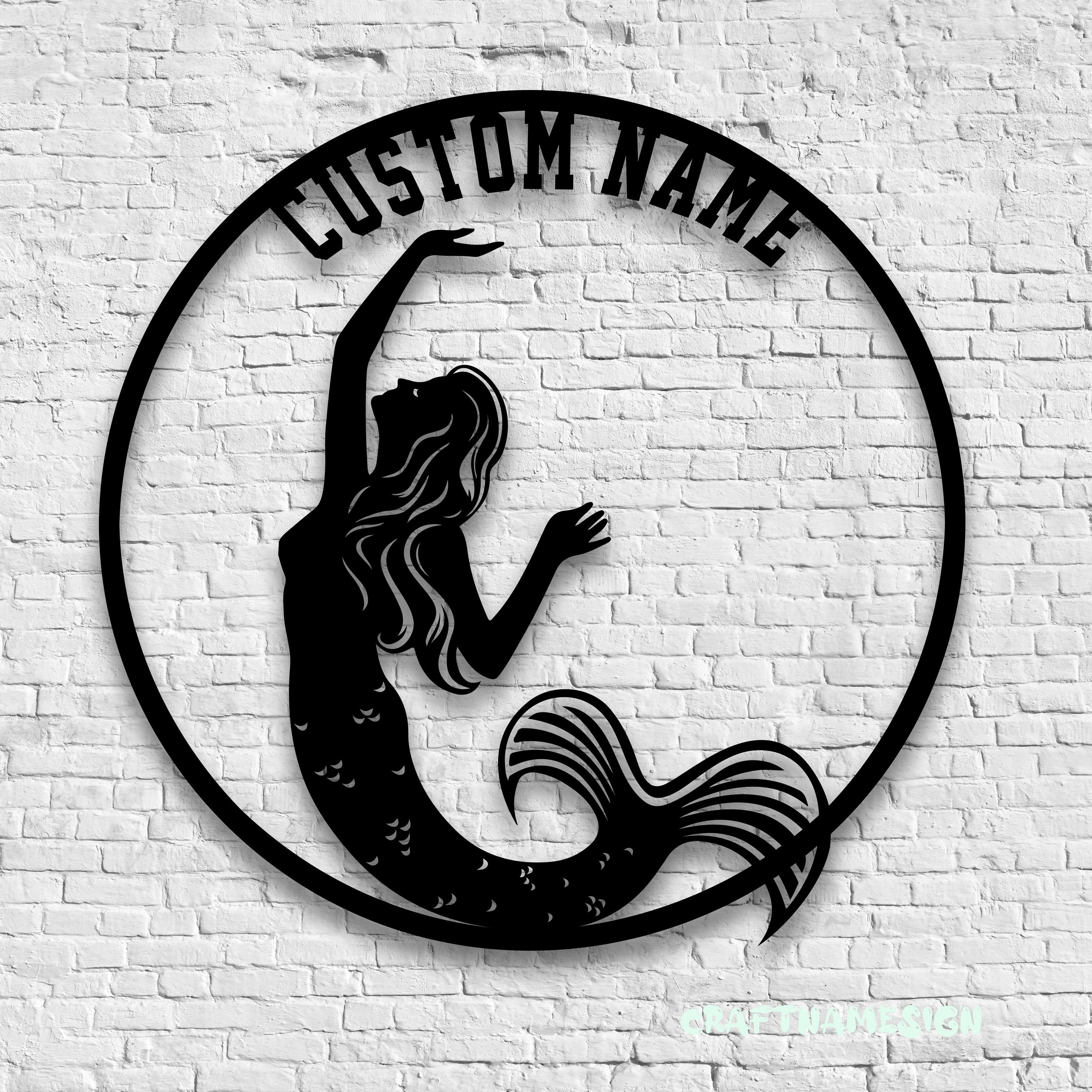 Craftnamesign Custom Mermaid On The Moon Metal Sign LED Light, Mermaid ...