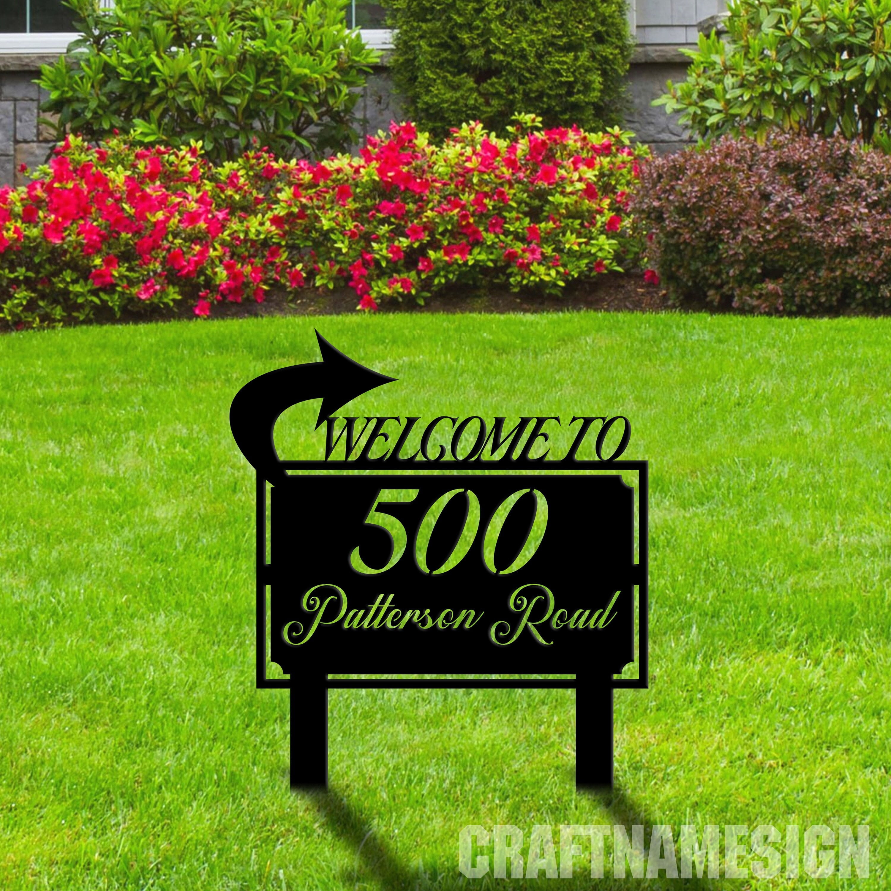 Craftnamesign Custom Metal Adress Sign With Stakes, House Address Sign ...