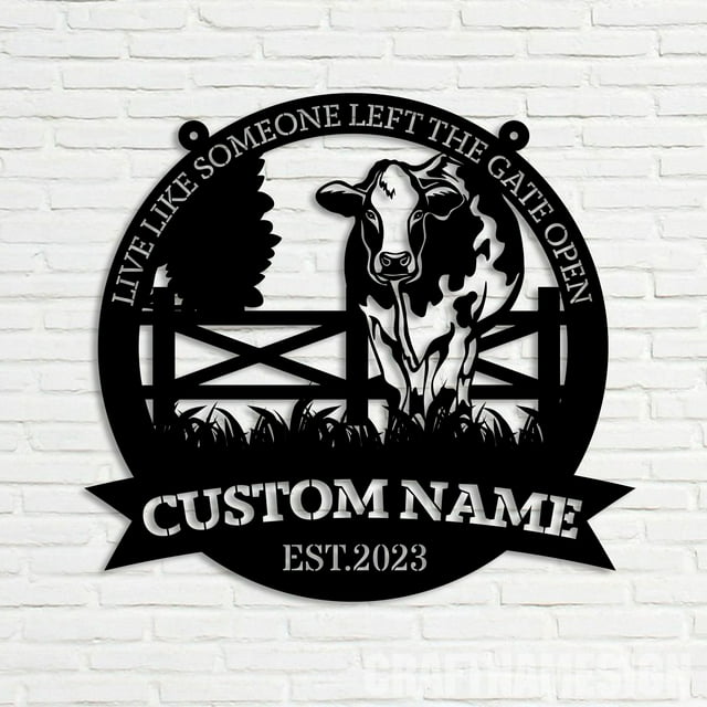 Craftnamesign Custom Metal Cow Farm Sign, Metal Name Sign Outdoor, Farm ...