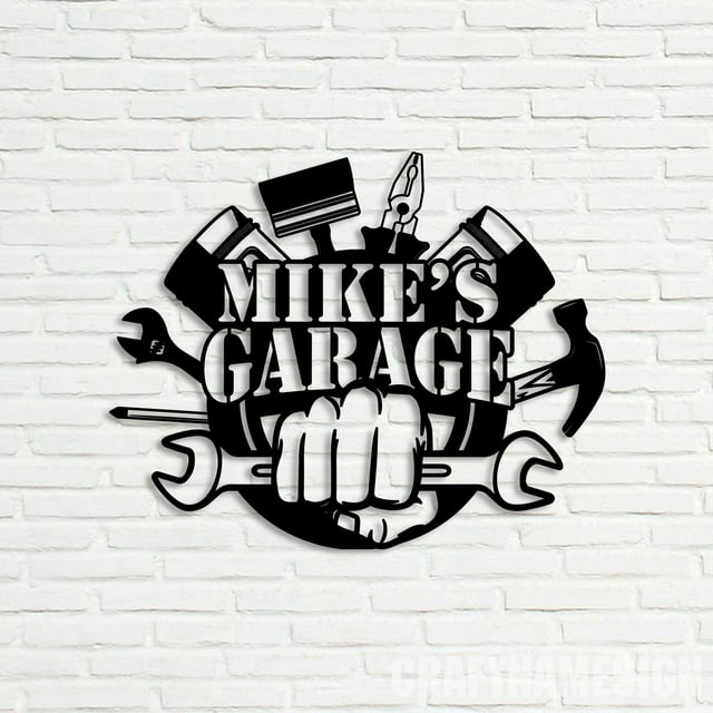 Craftnamesign Custom Metal Garage Name Sign, Custom Workshop Name Sign ...