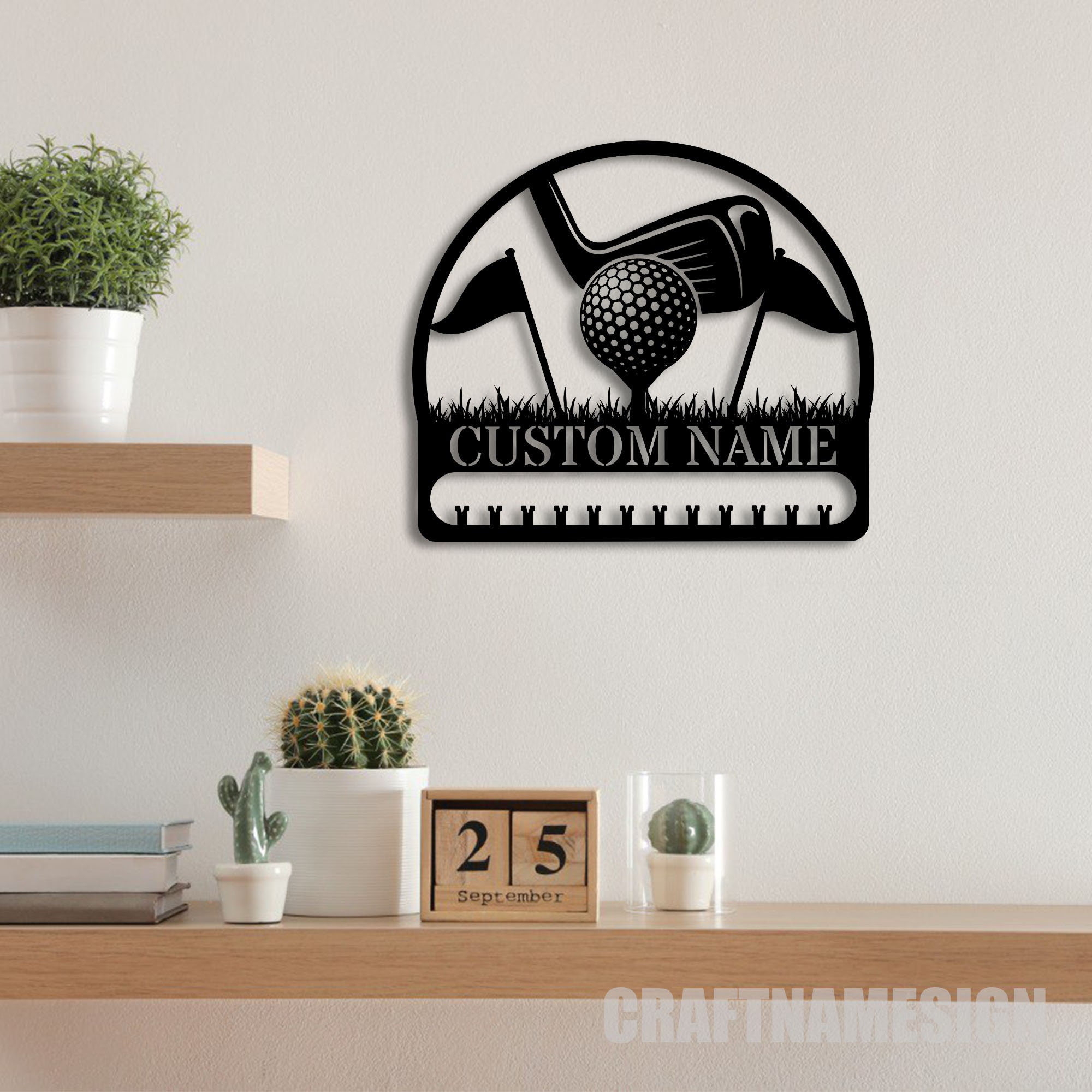 Craftnamesign Custom Metal Golf Medal Hanger Wall Art Led Light, Golfer ...