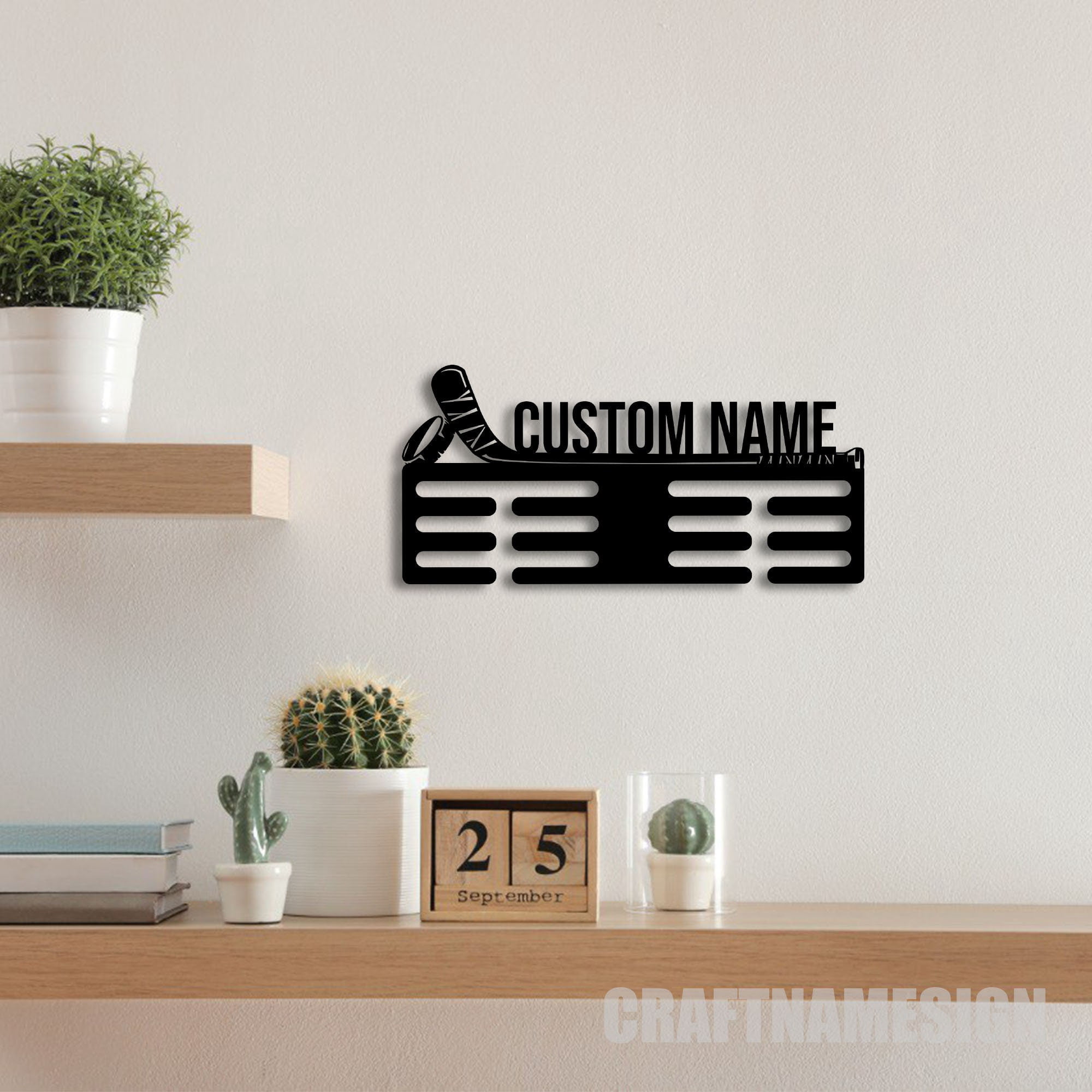 Craftnamesign Custom Metal Hockey Medal Hanger Wall Art, Hockey Player ...