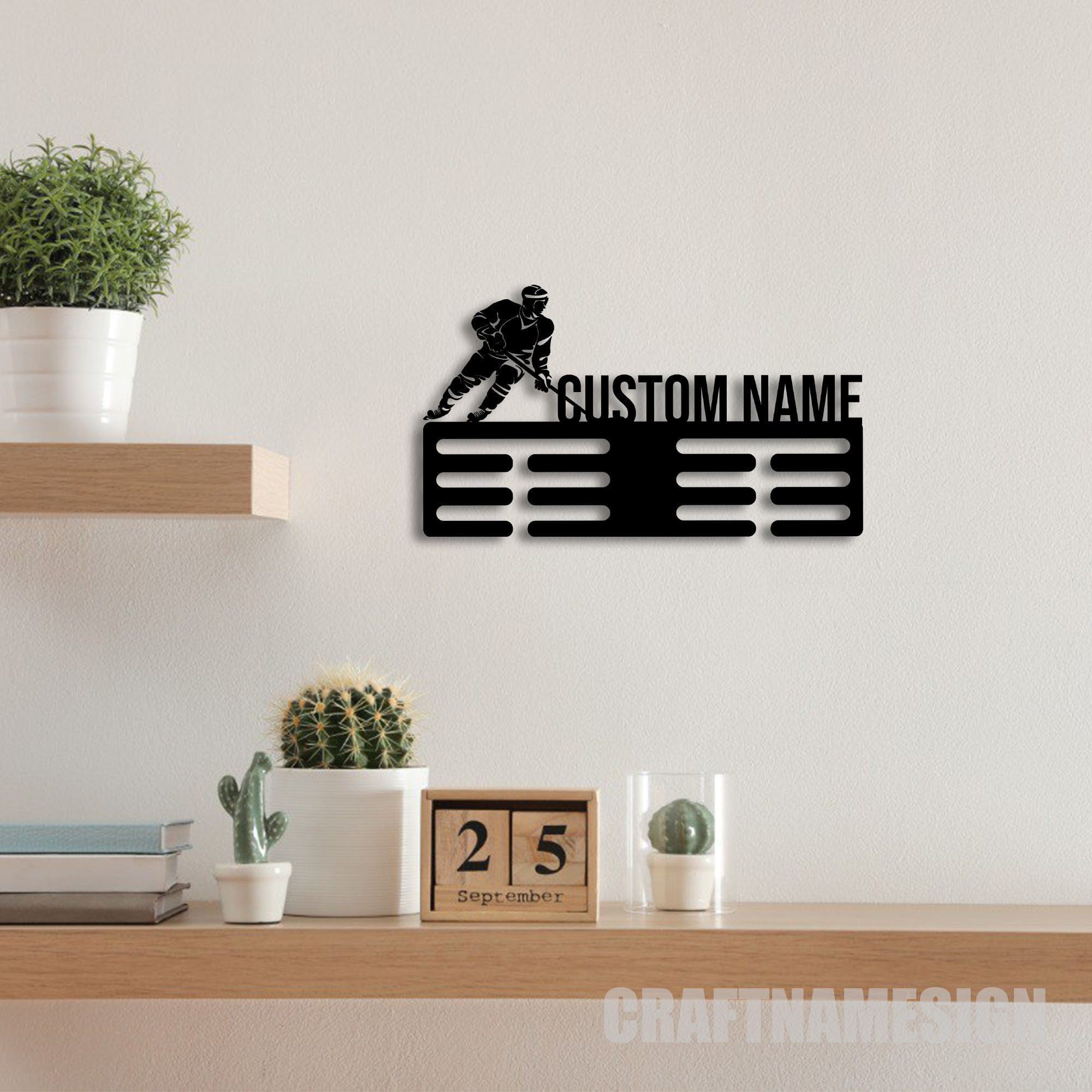 Craftnamesign Custom Metal Hockey Medal Hanger Wall Art Led Light ...