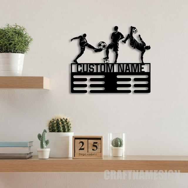 Craftnamesign Custom Metal Soccer Medal Hanger Wall Art Led Light ...