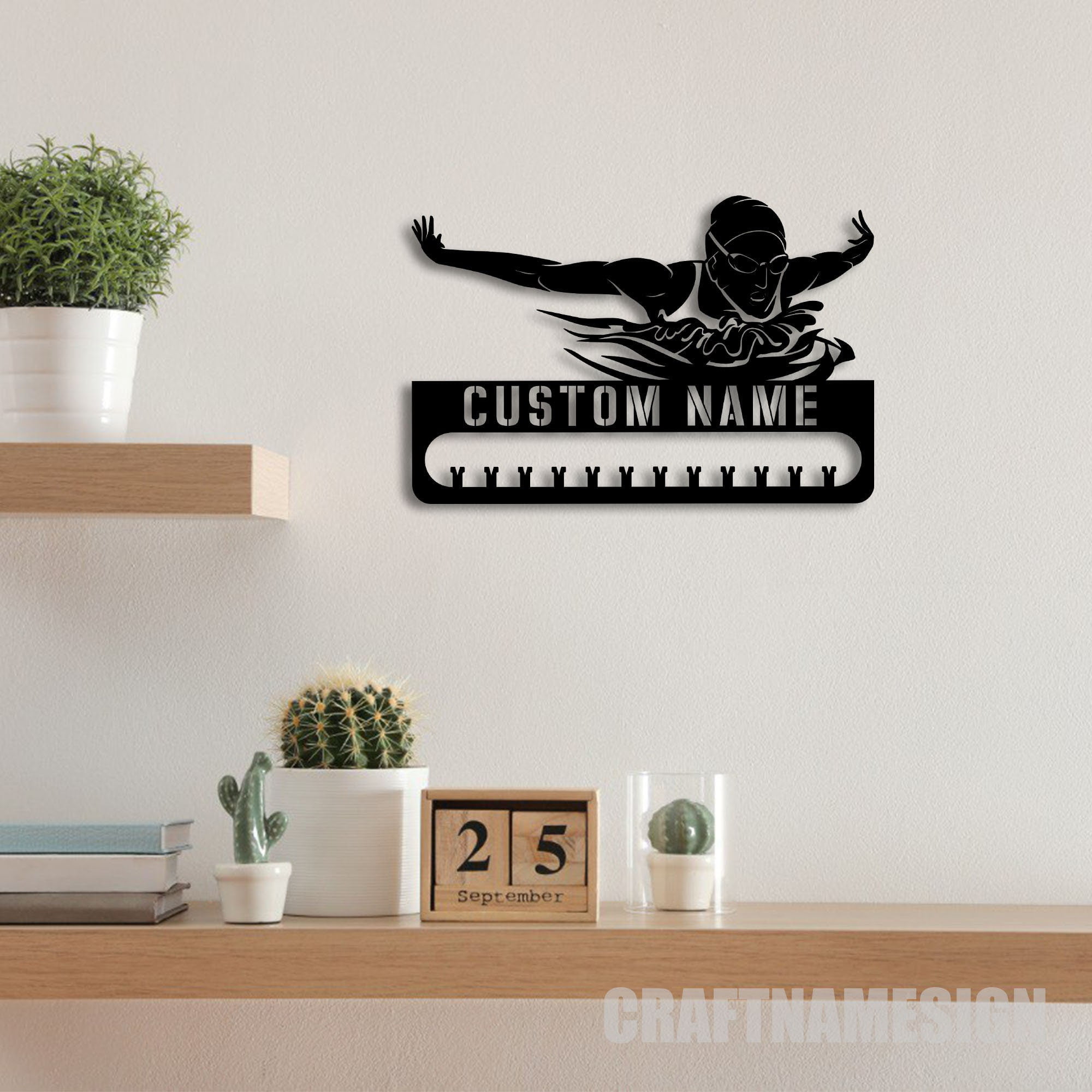 Craftnamesign Custom Metal Swimming Medal Hanger, Swimming Medal Holder ...