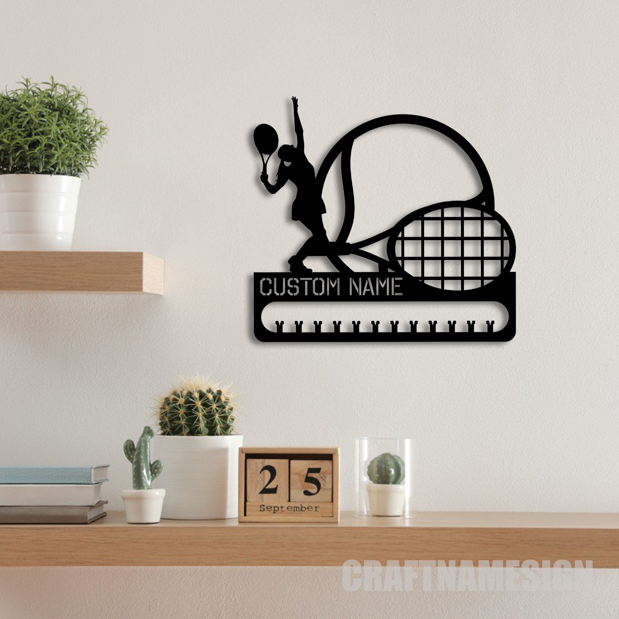 Craftnamesign Custom Metal Tennis Medal Hanger Wall Art Led Light ...
