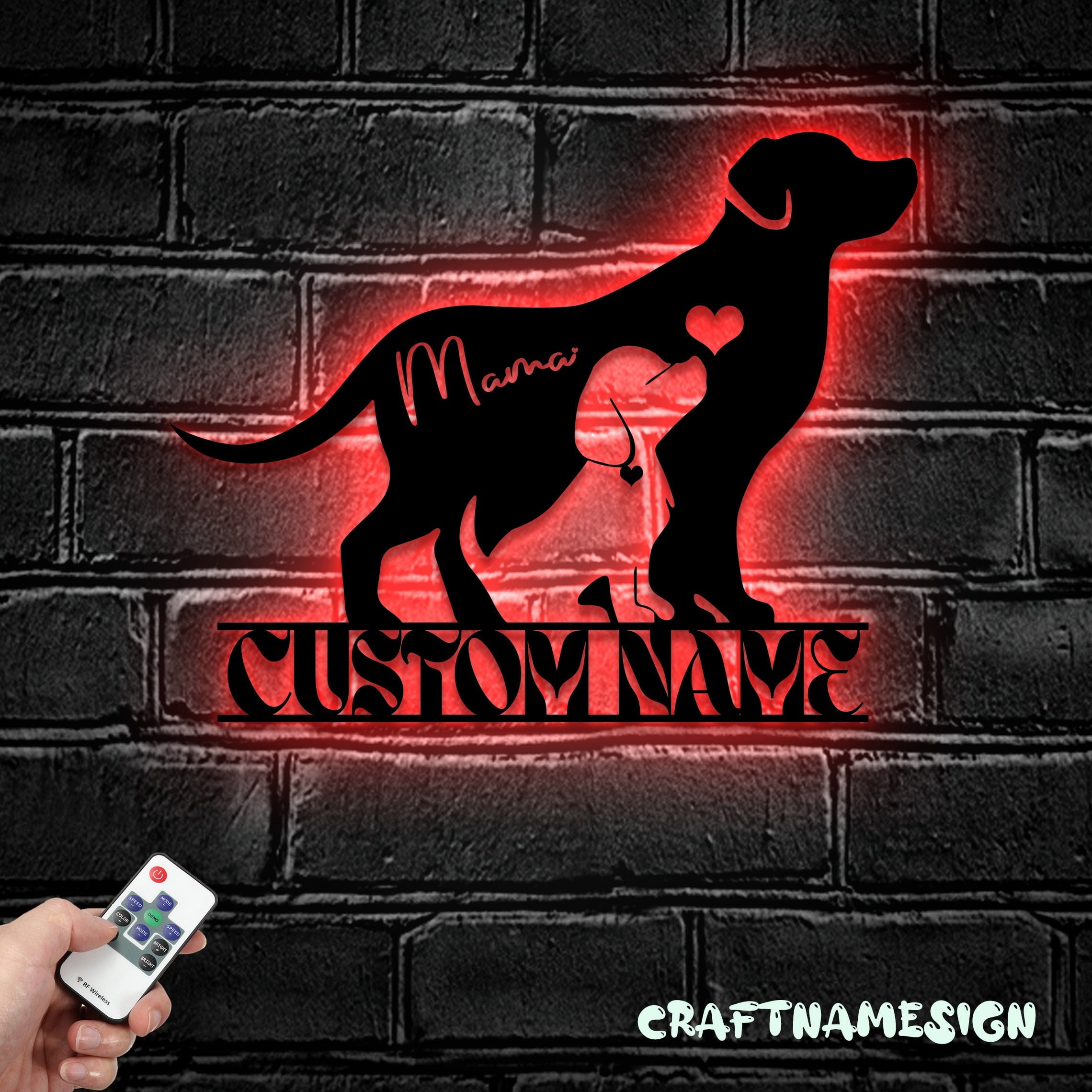Craftnamesign Custom Mom Baby Dog Metal Wall Art LED Light, Custom ...