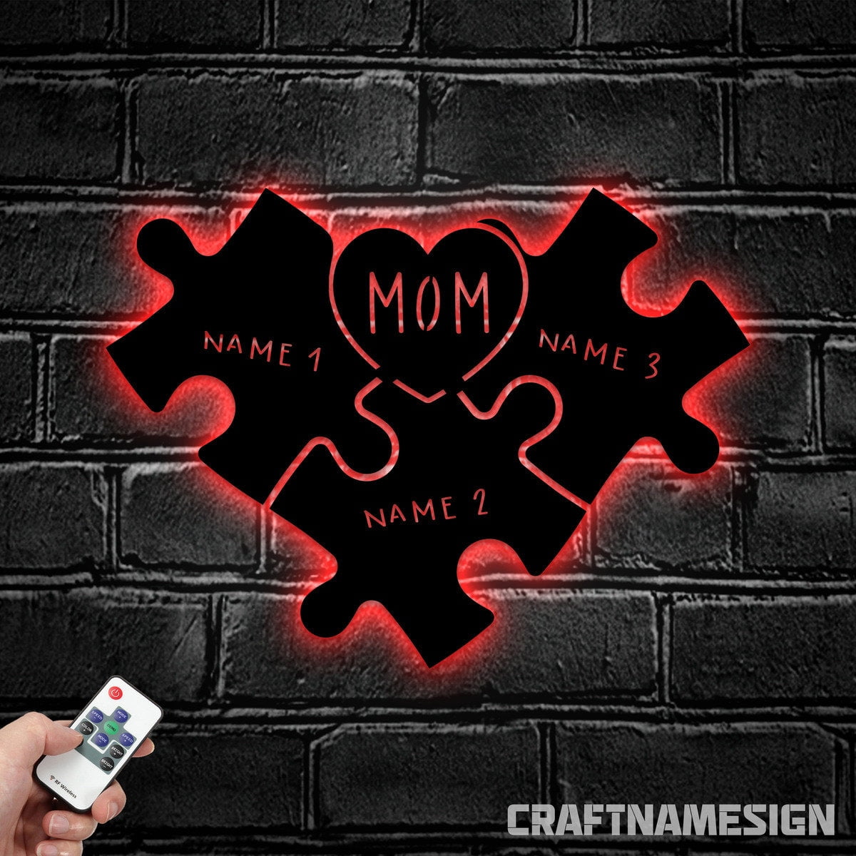Craftnamesign Custom Mom With Kid Name Metal Wall Art LED Light, Unique ...