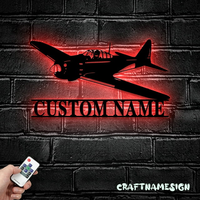 Craftnamesign Custom Airplane Metal Wall Art LED Light, Custom Aircraft ...