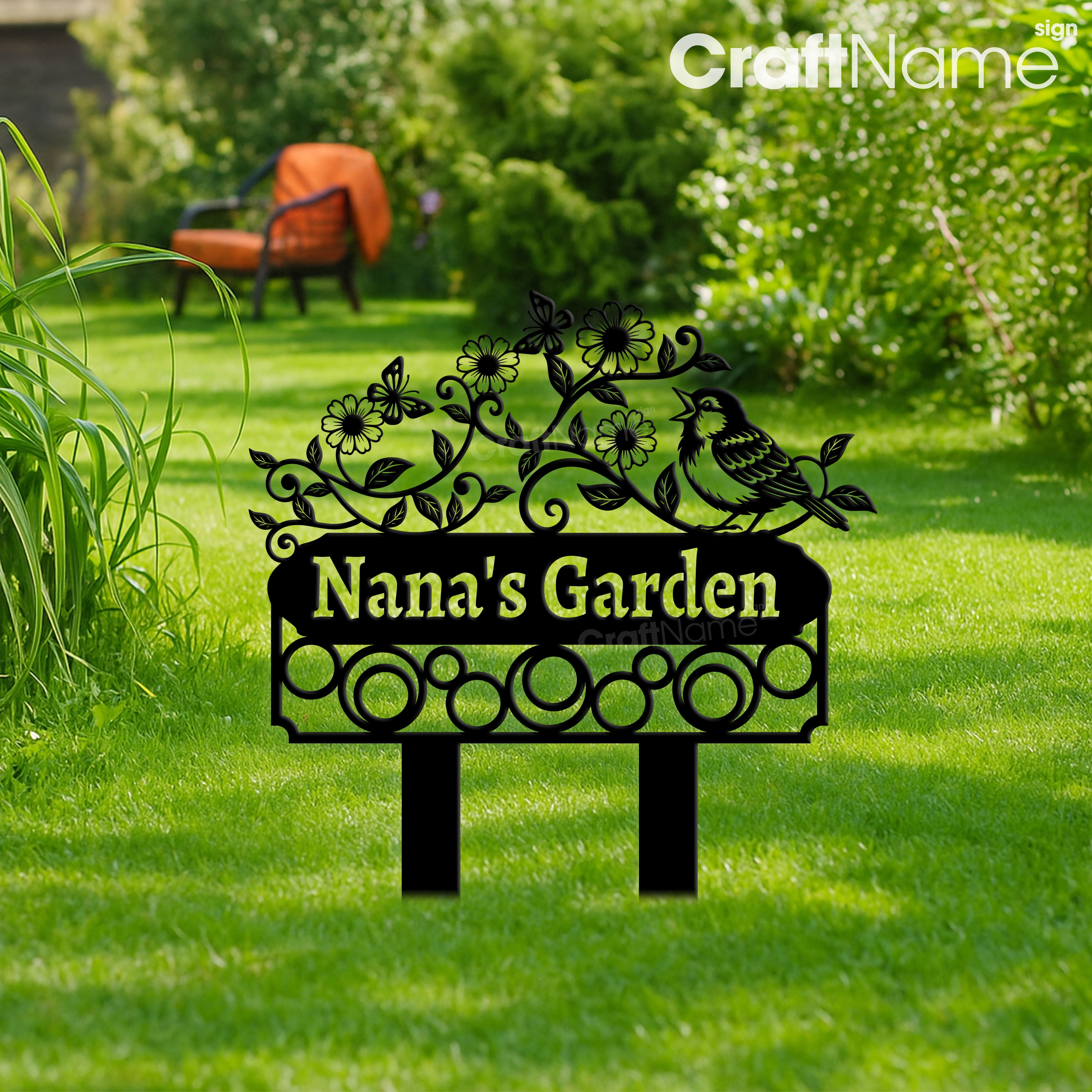 Craftnamesign Custom Mom's Garden Stake with Flowers, Bird Metal ...