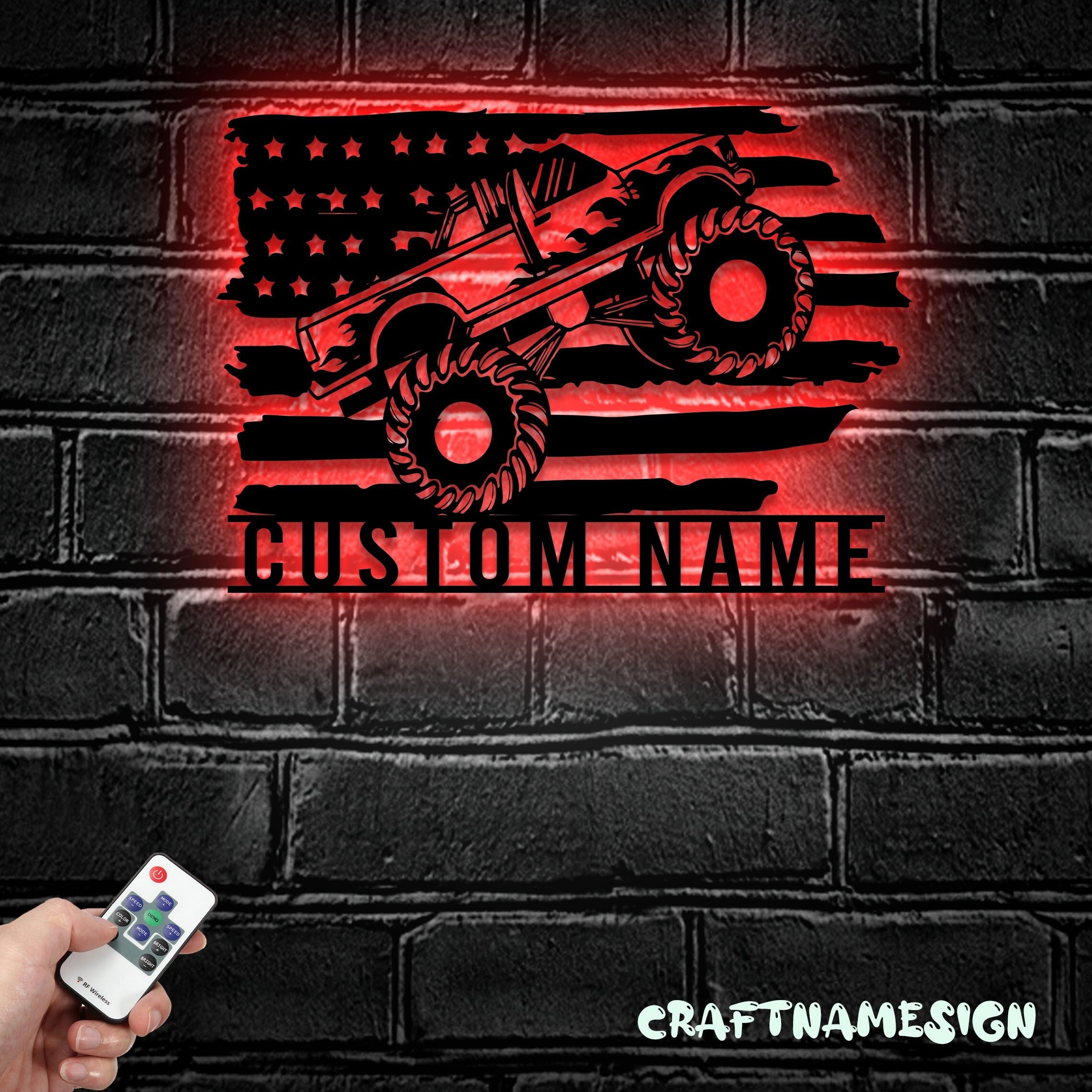 Craftnamesign Custom Monster Truck Metal Sign LED Light, Off Road ...