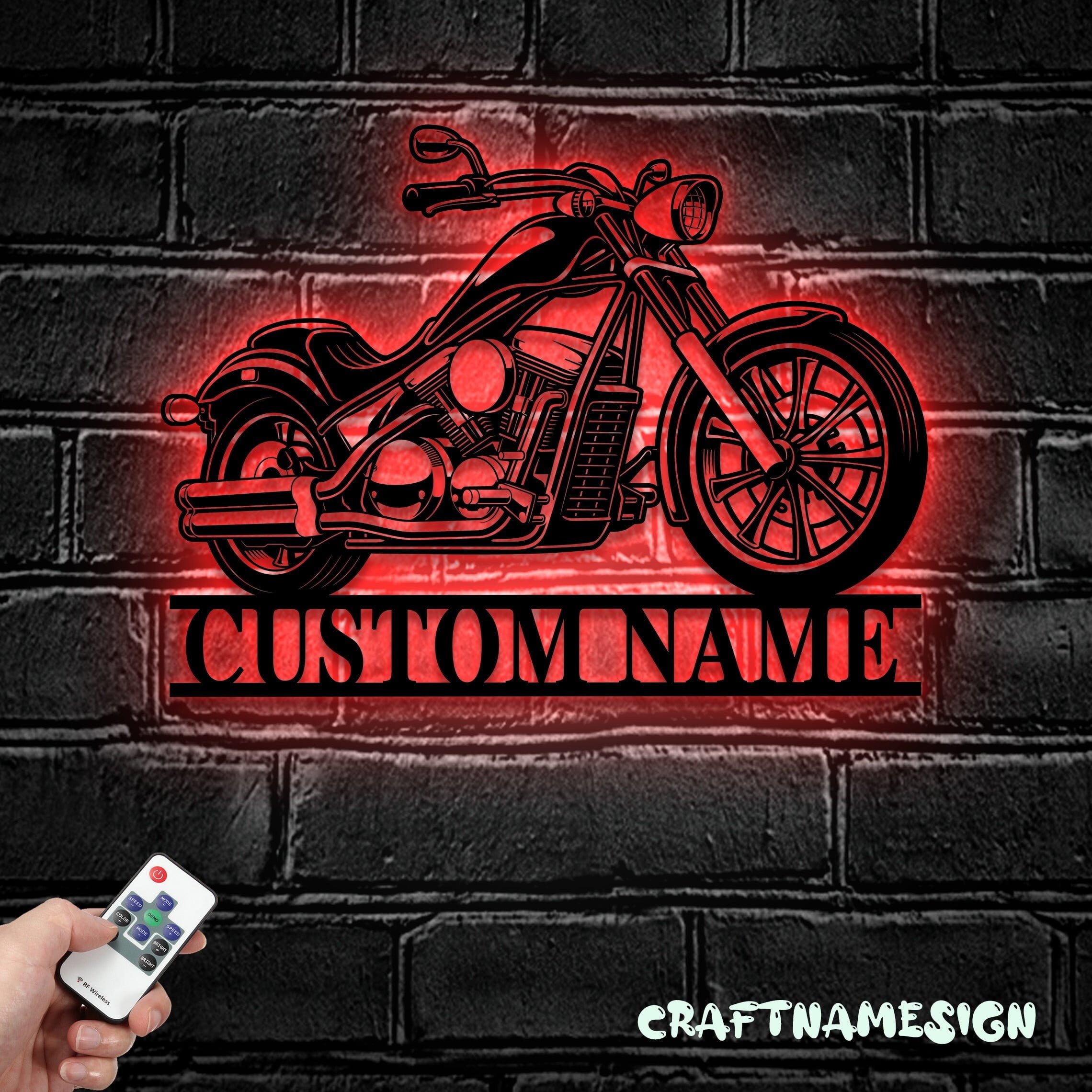 Craftnamesign Custom Motocross Biker Couple Kiss Metal LED Light ...
