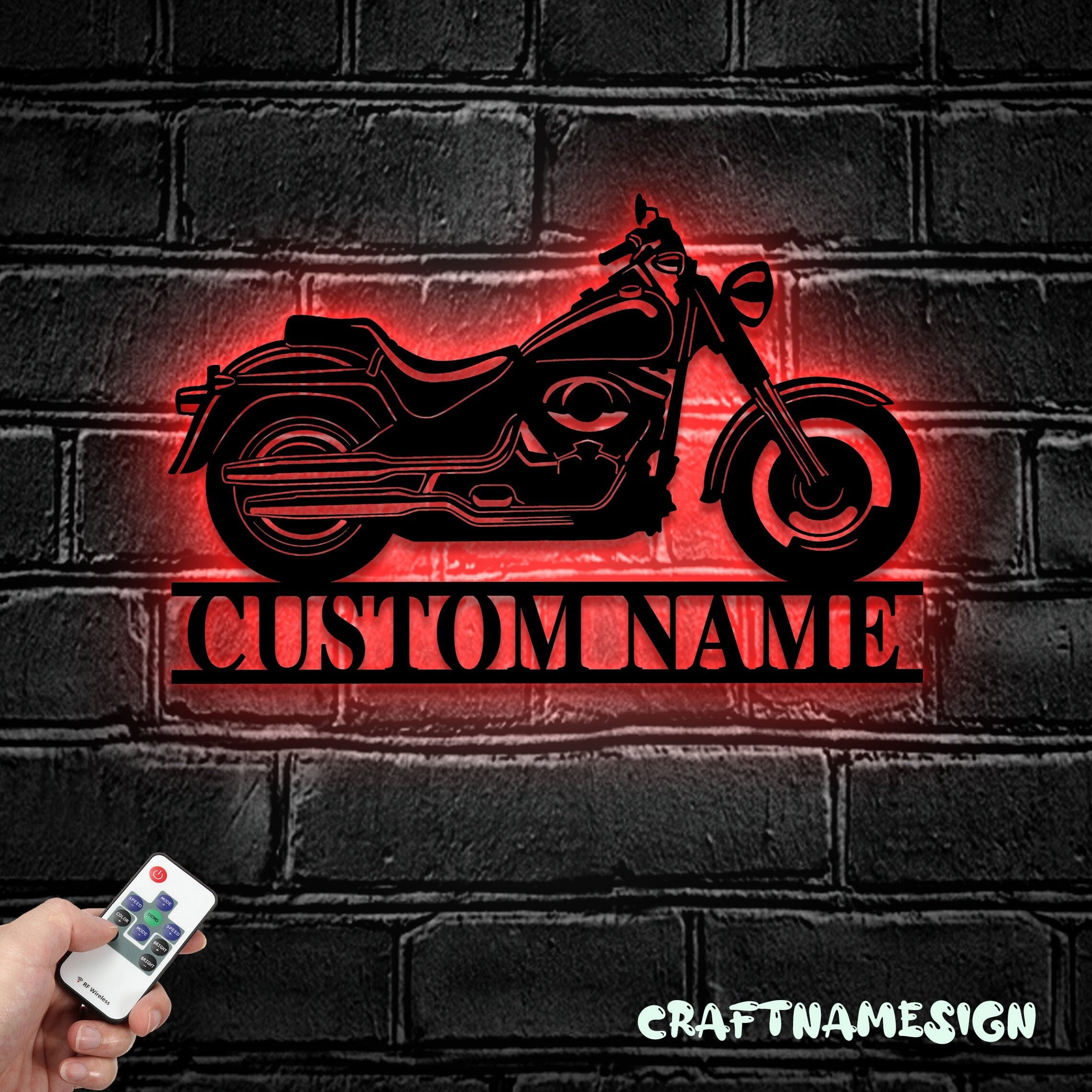 Craftnamesign Custom Motocross Biker Metal Wall Art LED Lights ...
