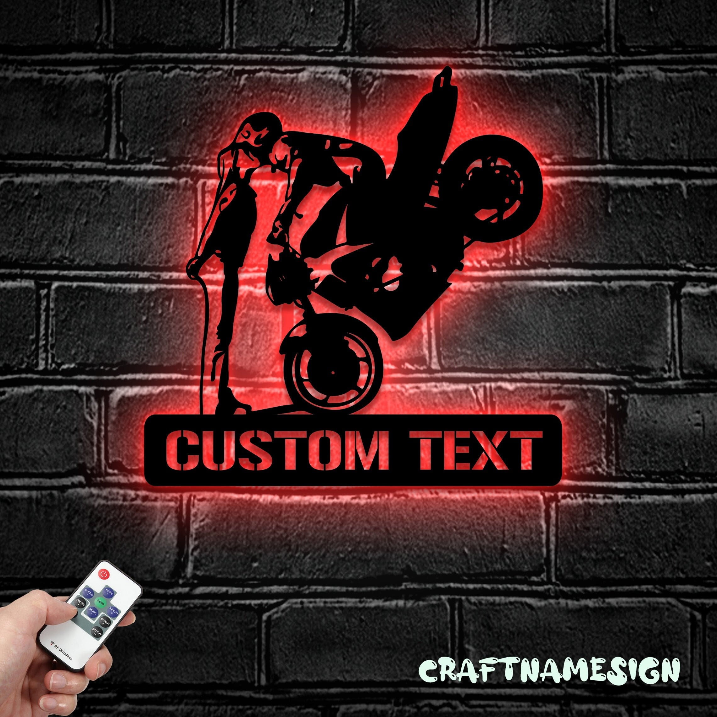 Craftnamesign Custom Motocross Couple Kiss Metal Sign LED Light ...