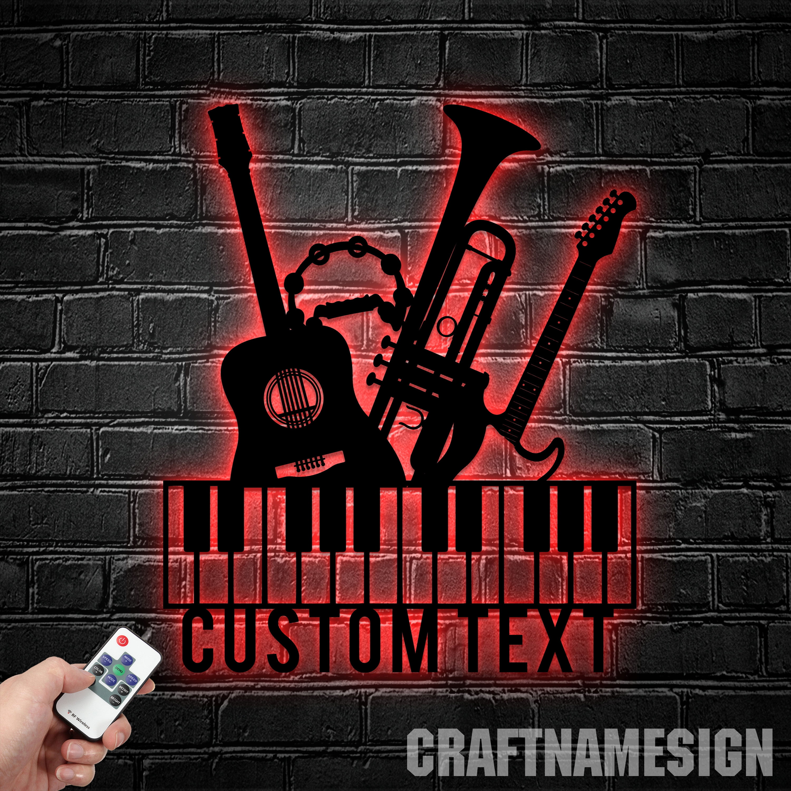 Craftnamesign Custom Music Studio Metal Wall Art LED Light, Custom ...