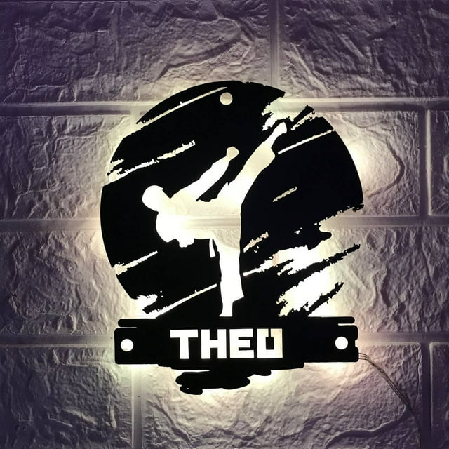 Craftnamesign Custom Karate Kid Metal Wall Art LED Light, Custom Karate ...