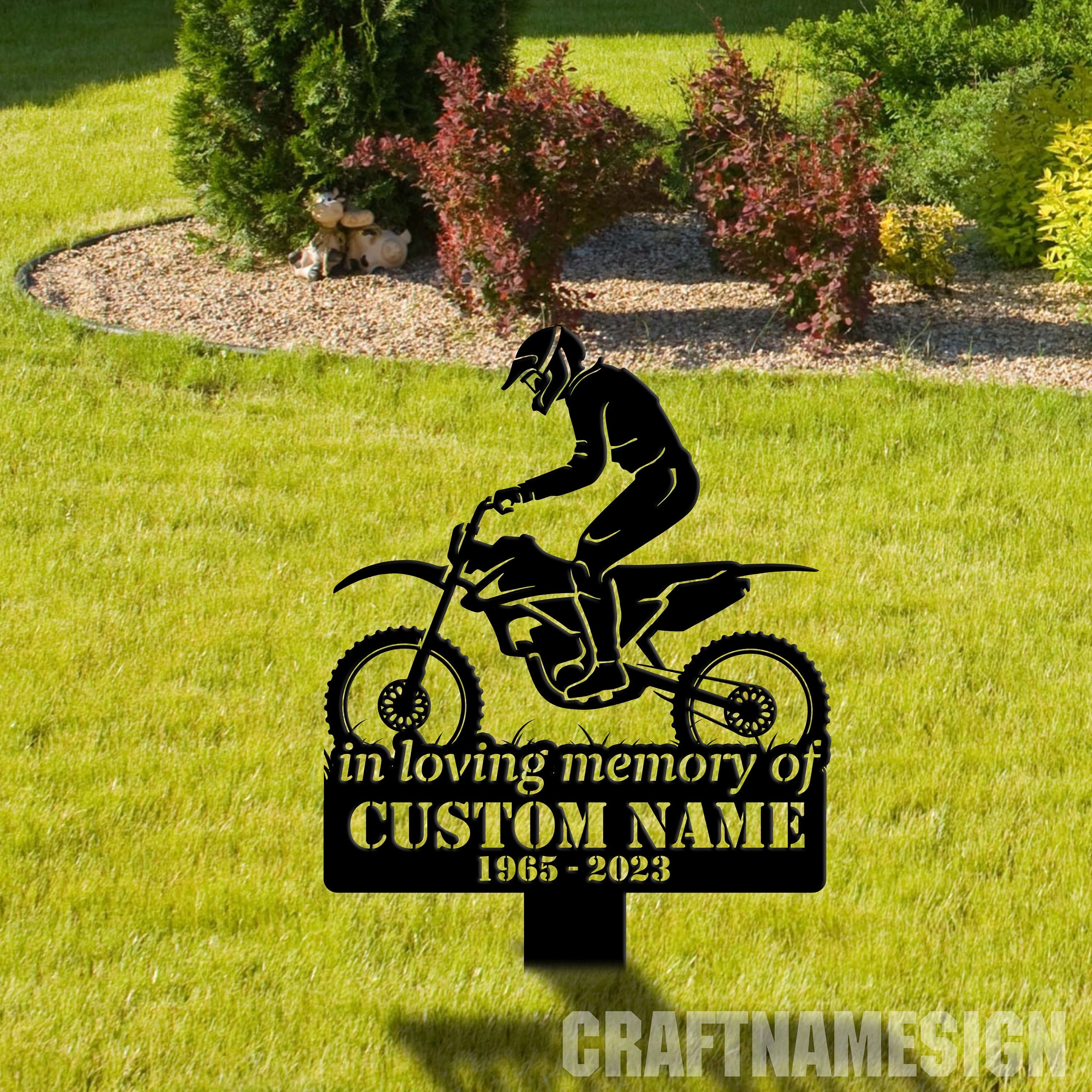 Craftnamesign Custom Motorcycle Memorial Yard Stake, In Memorial Of ...