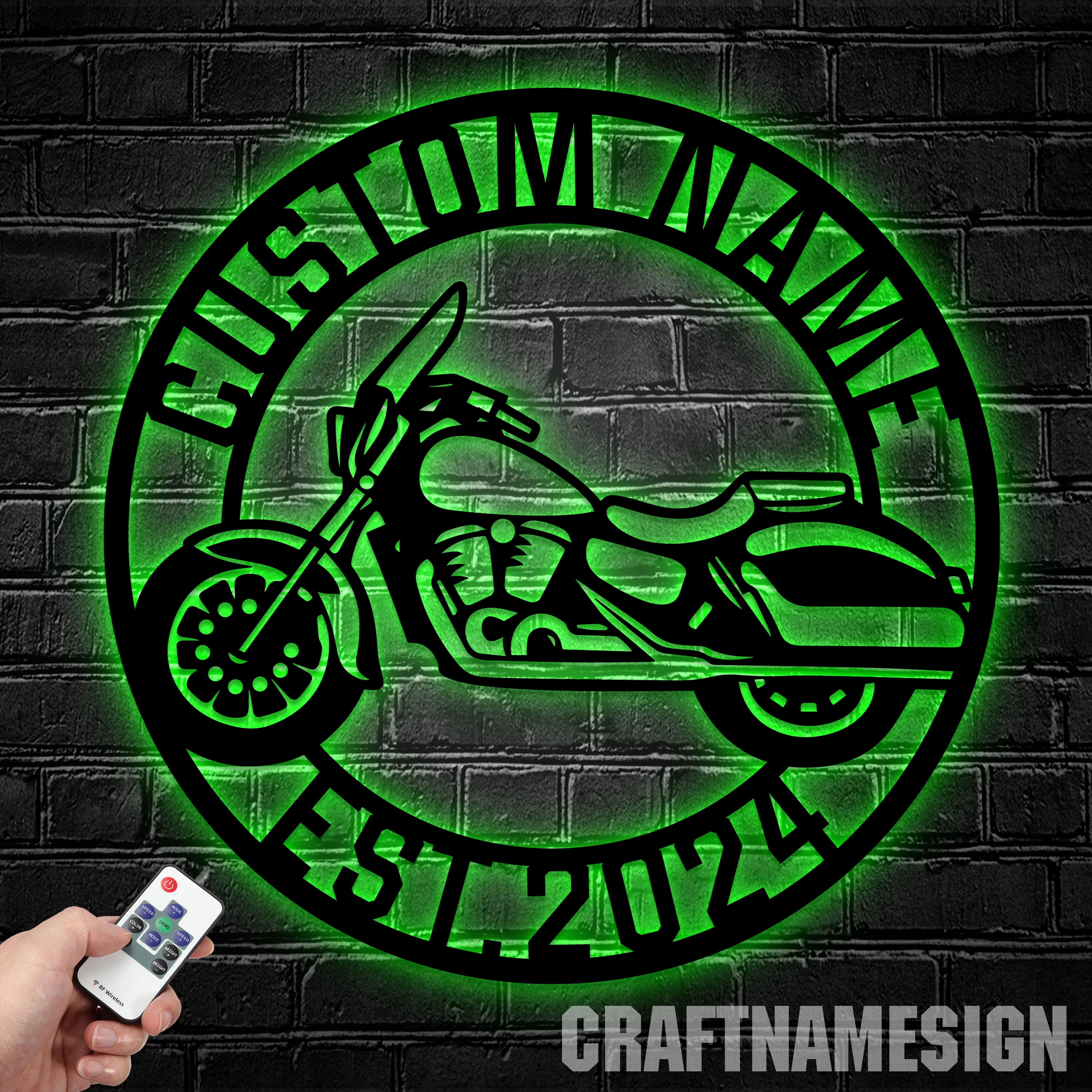 Craftnamesign Custom Motorcycle Metal Wall Art Light, Custom Name Sign ...
