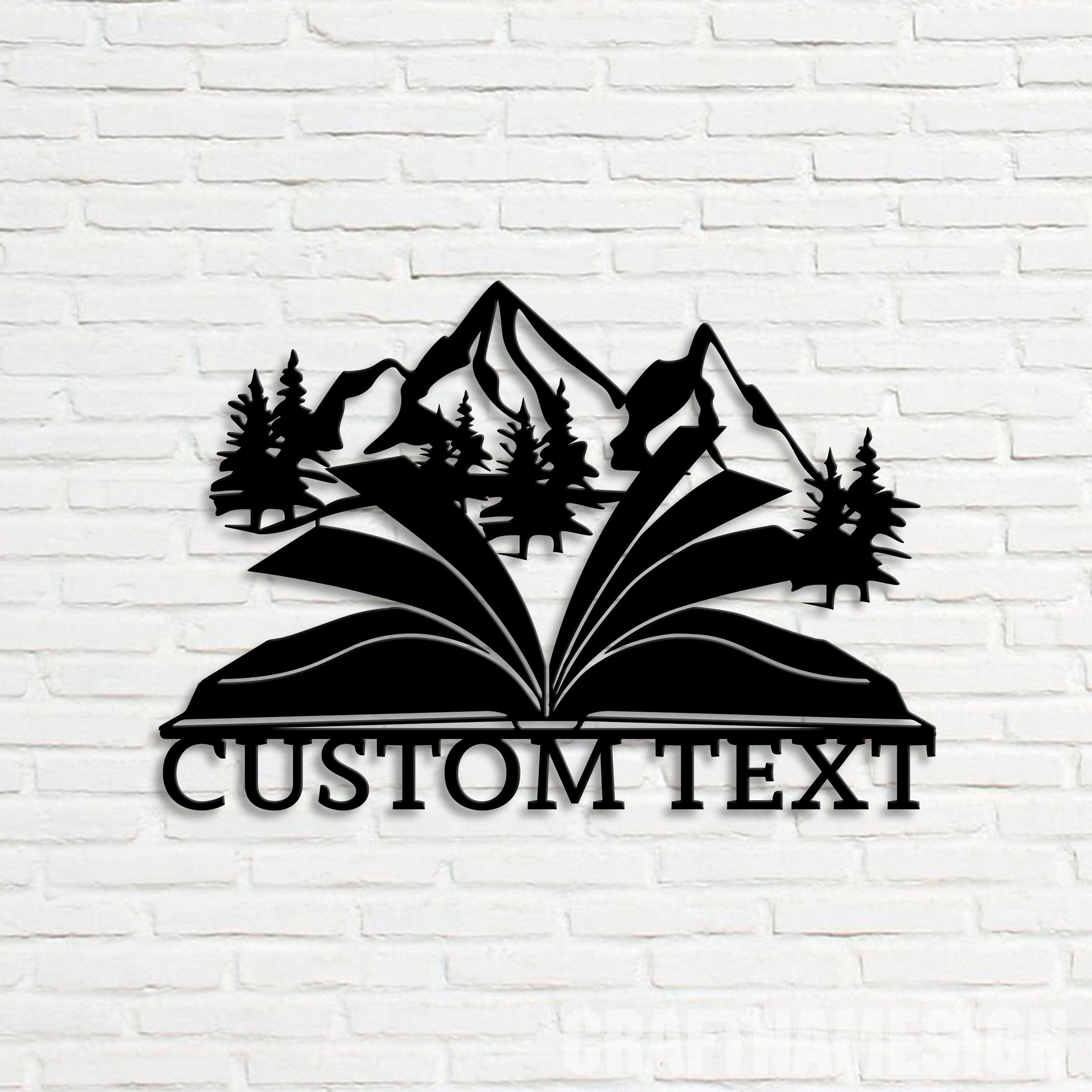 Craftnamesign Custom Mountain Book Metal Sign, Library Sign, Book Club ...