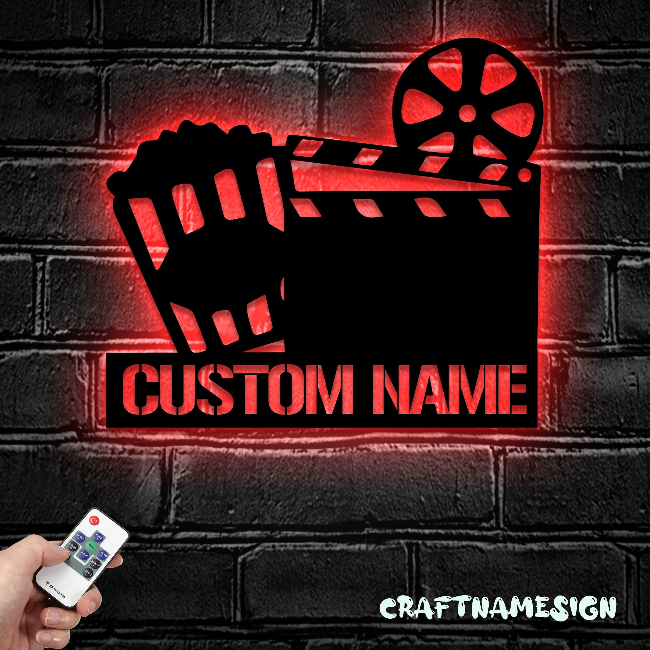 Craftnamesign Custom Movie And Popcorn Metal Wall Art LED Light, Custom ...