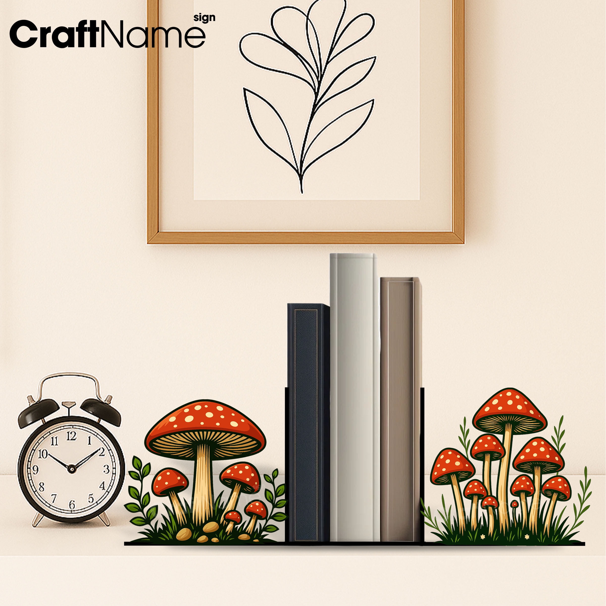 Craftnamesign Custom Mushroom Garden Metal Bookend, Reading Corner ...