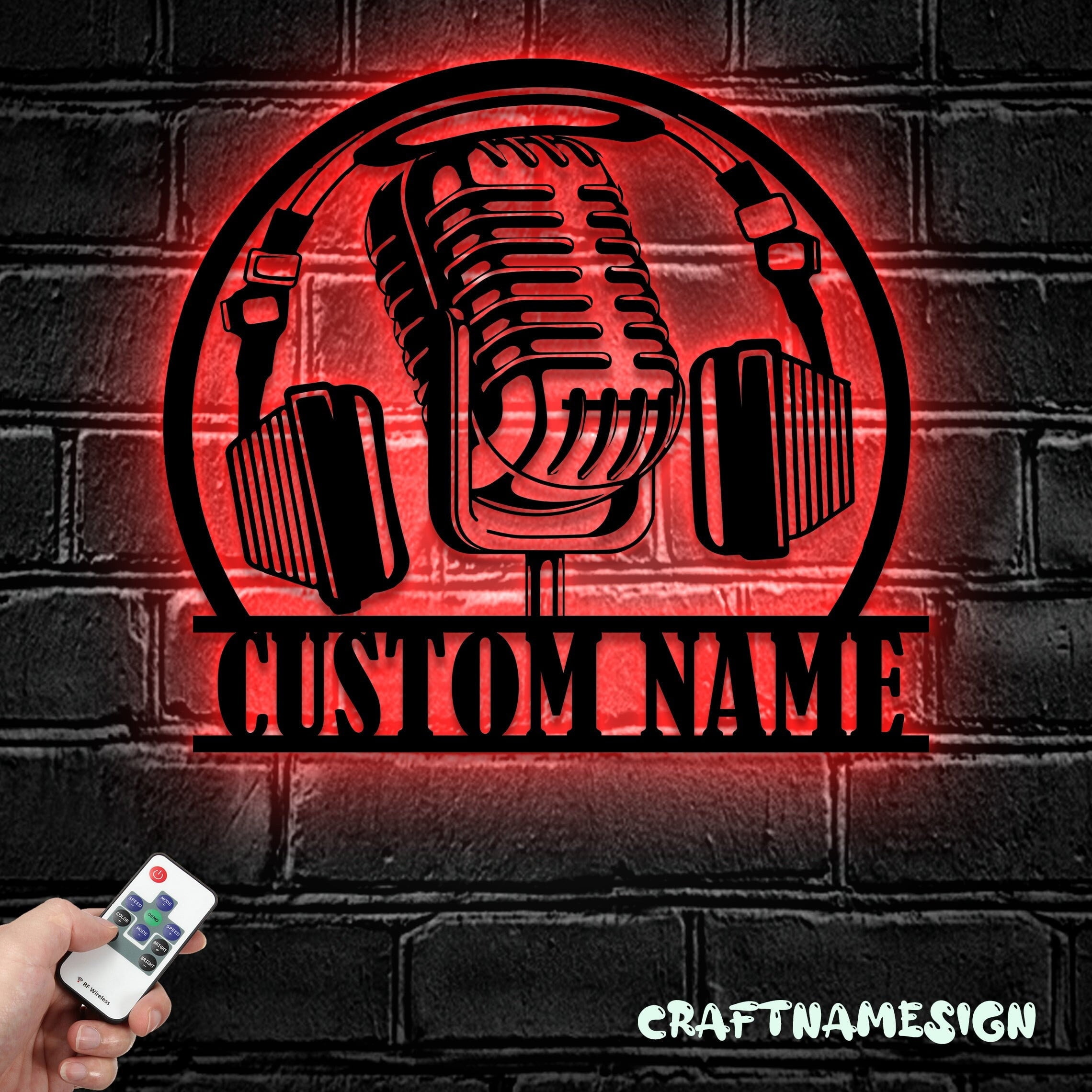 Craftnamesign Custom Music Audio Studio Metal Wall Art LED Light ...
