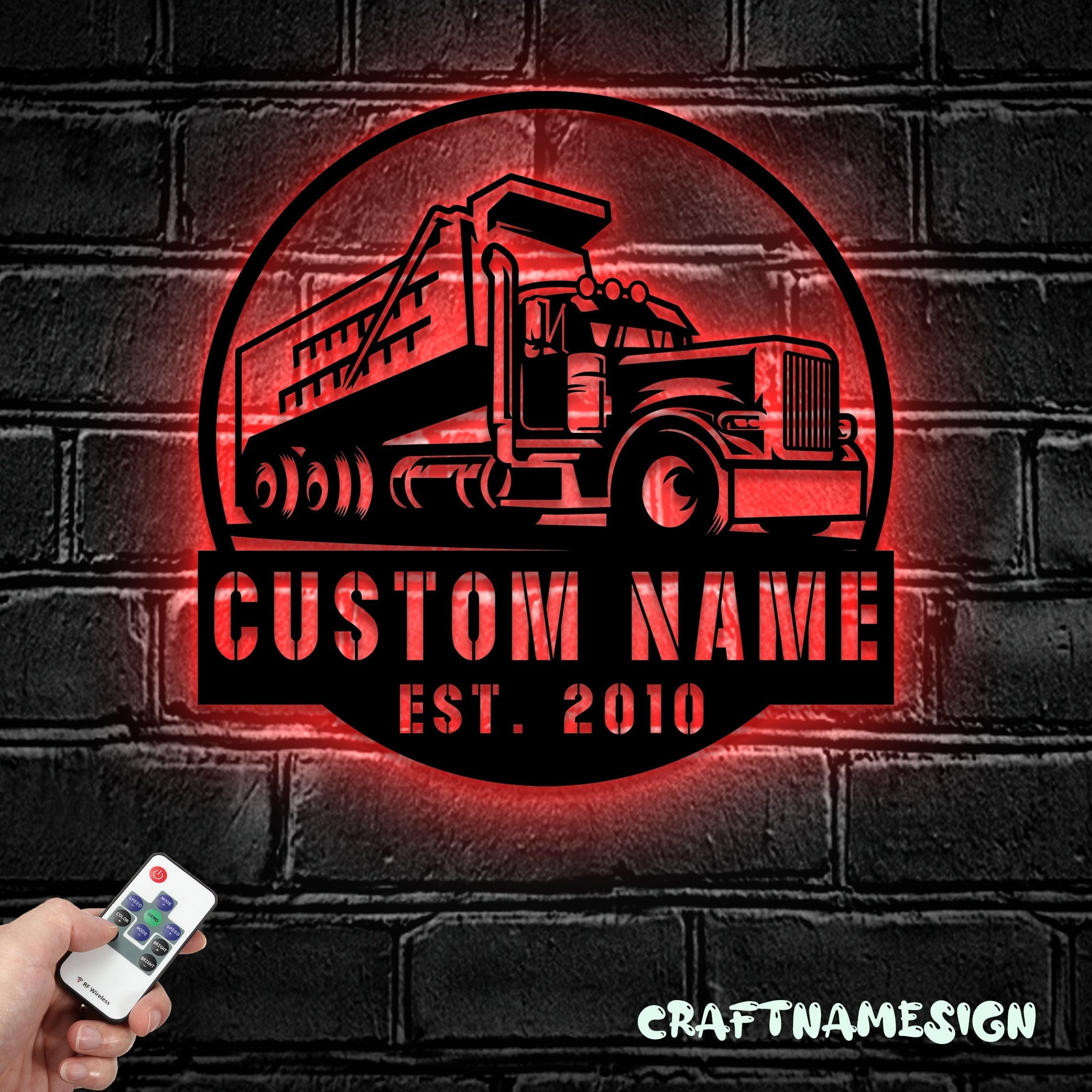 Craftnamesign Custom Drump Truck Driver Metal Wall Art LED Light ...
