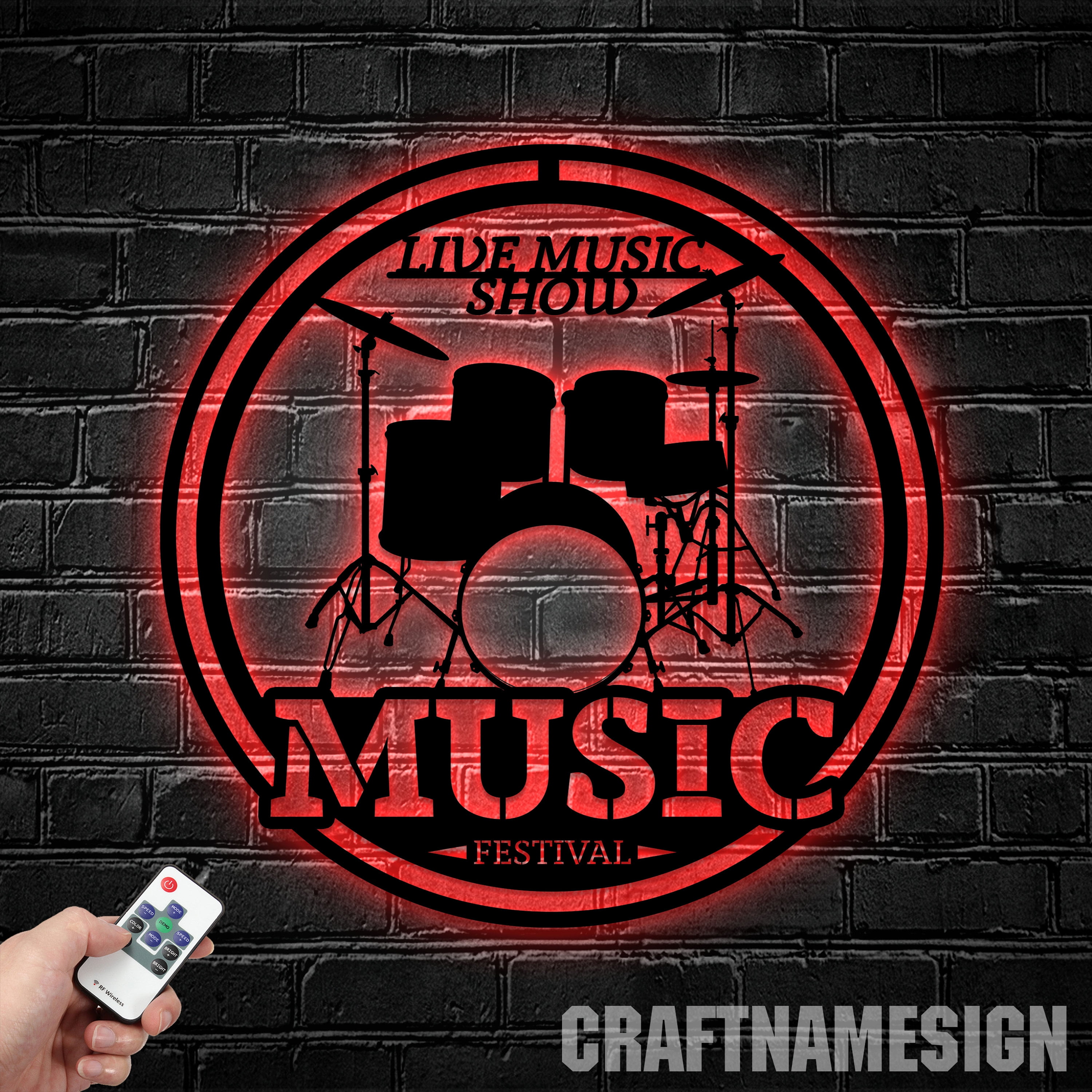 Craftnamesign Custom Music Drum Show Metal Wall Art LED Light, Custom ...