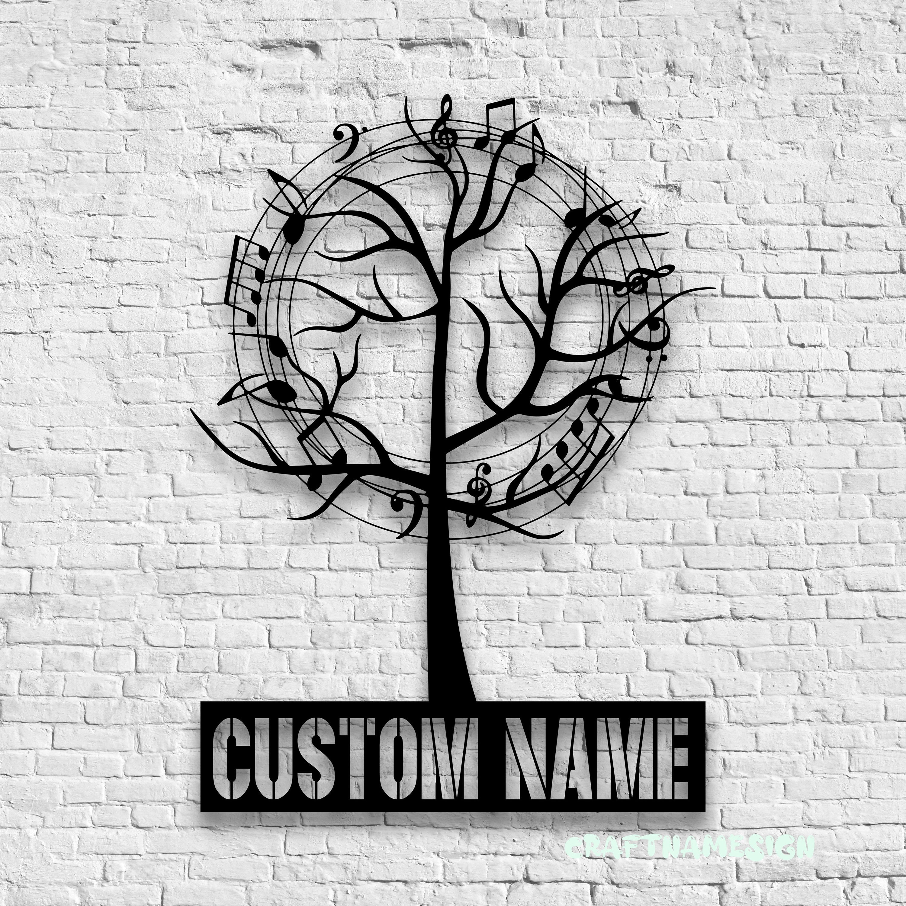 Craftnamesign Custom Music Tree Metal Wall Art LED Light, Personalized ...