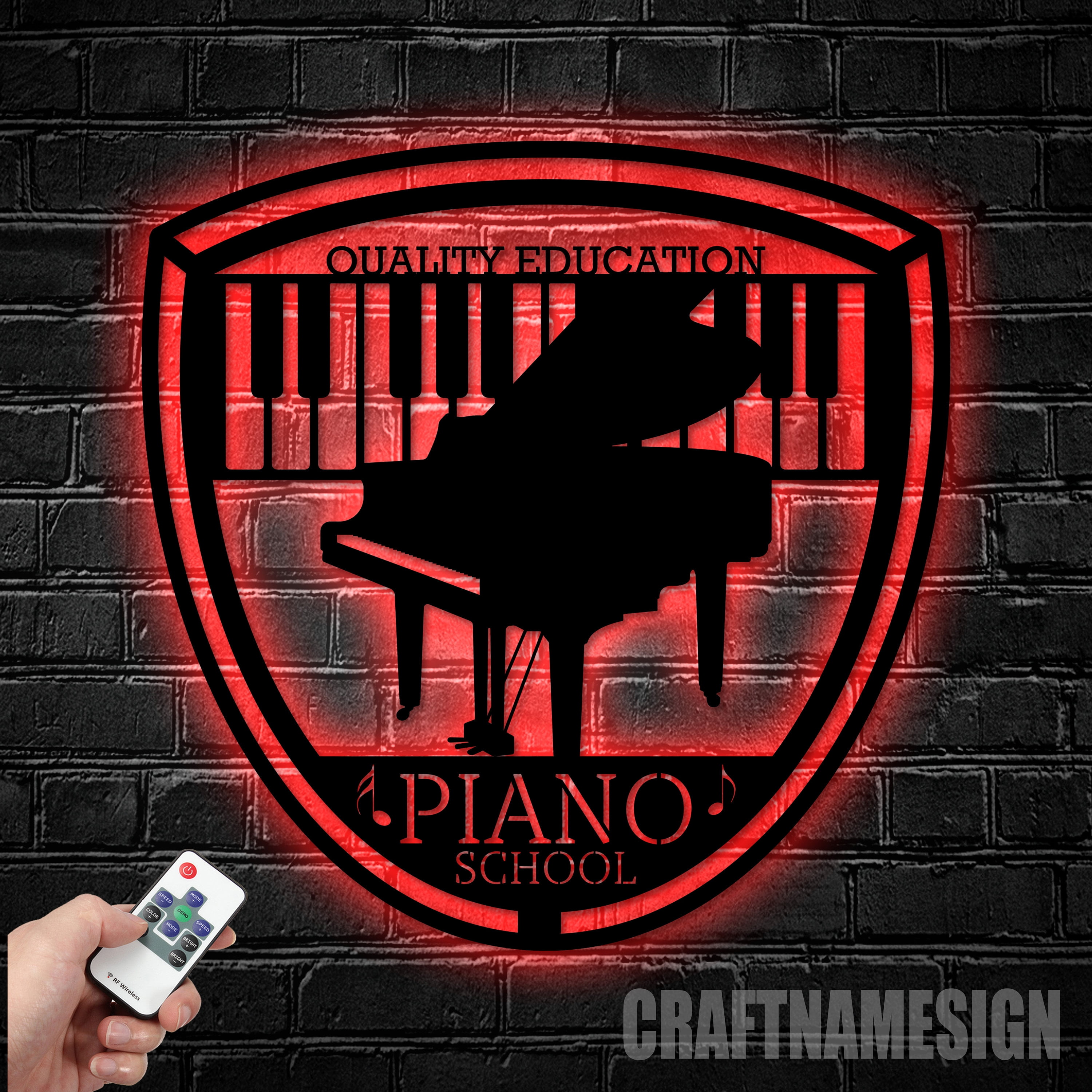 Craftnamesign Custom Musical Note Piano Metal Wall Art LED Light ...