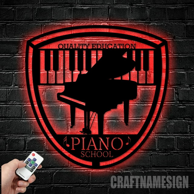 Craftnamesign Custom Musical Note Piano Metal Wall Art LED Light ...