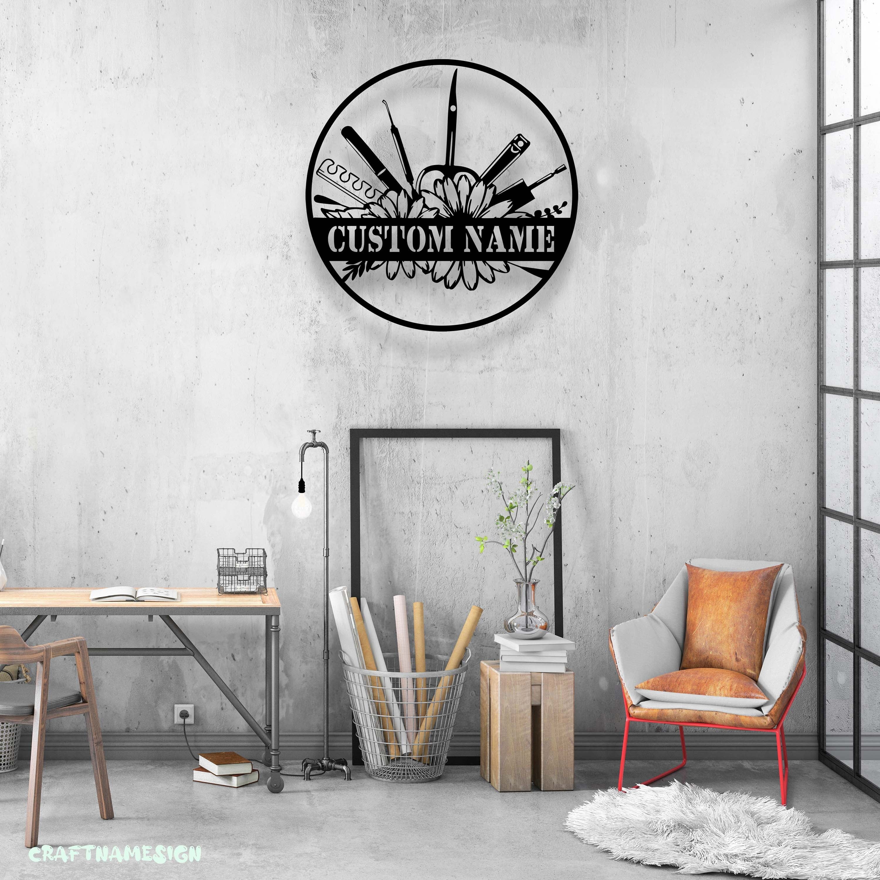 Craftnamesign Custom Nail Tech Metal Wall Art LED Light, Custom Nail ...