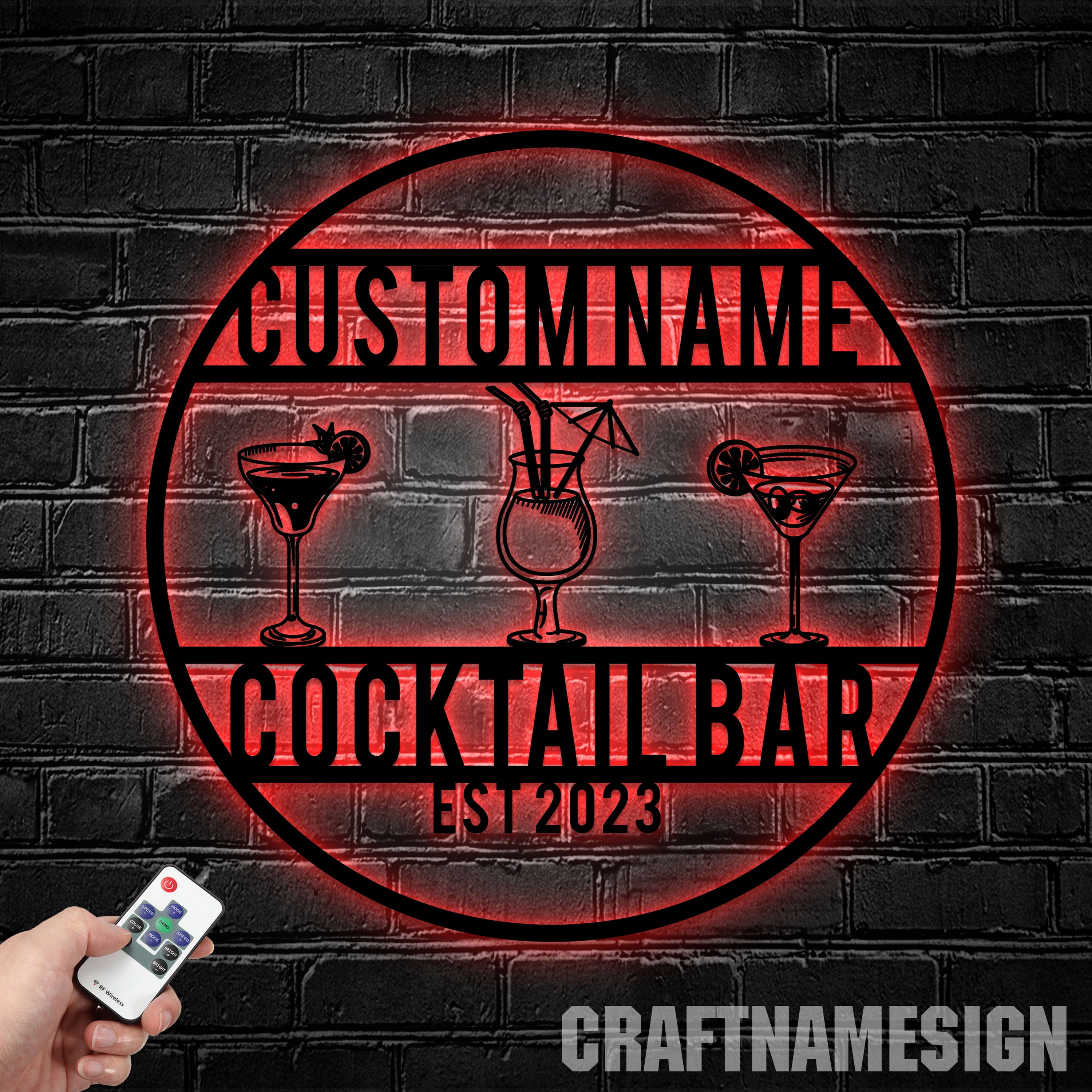 Craftnamesign Custom Name Cocktail Bar Sign, Custom Bar Sign, Bar Wall ...