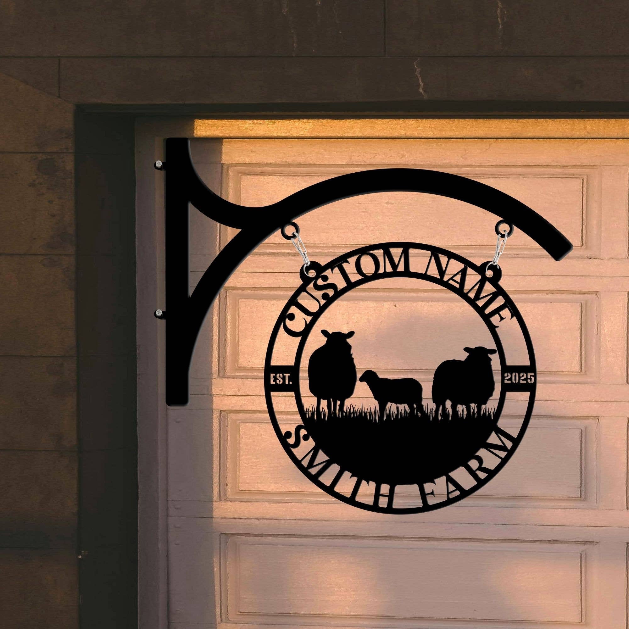 Craftnamesign Custom Name Sheep Farm Metal Hanging Sign, Outdoor ...