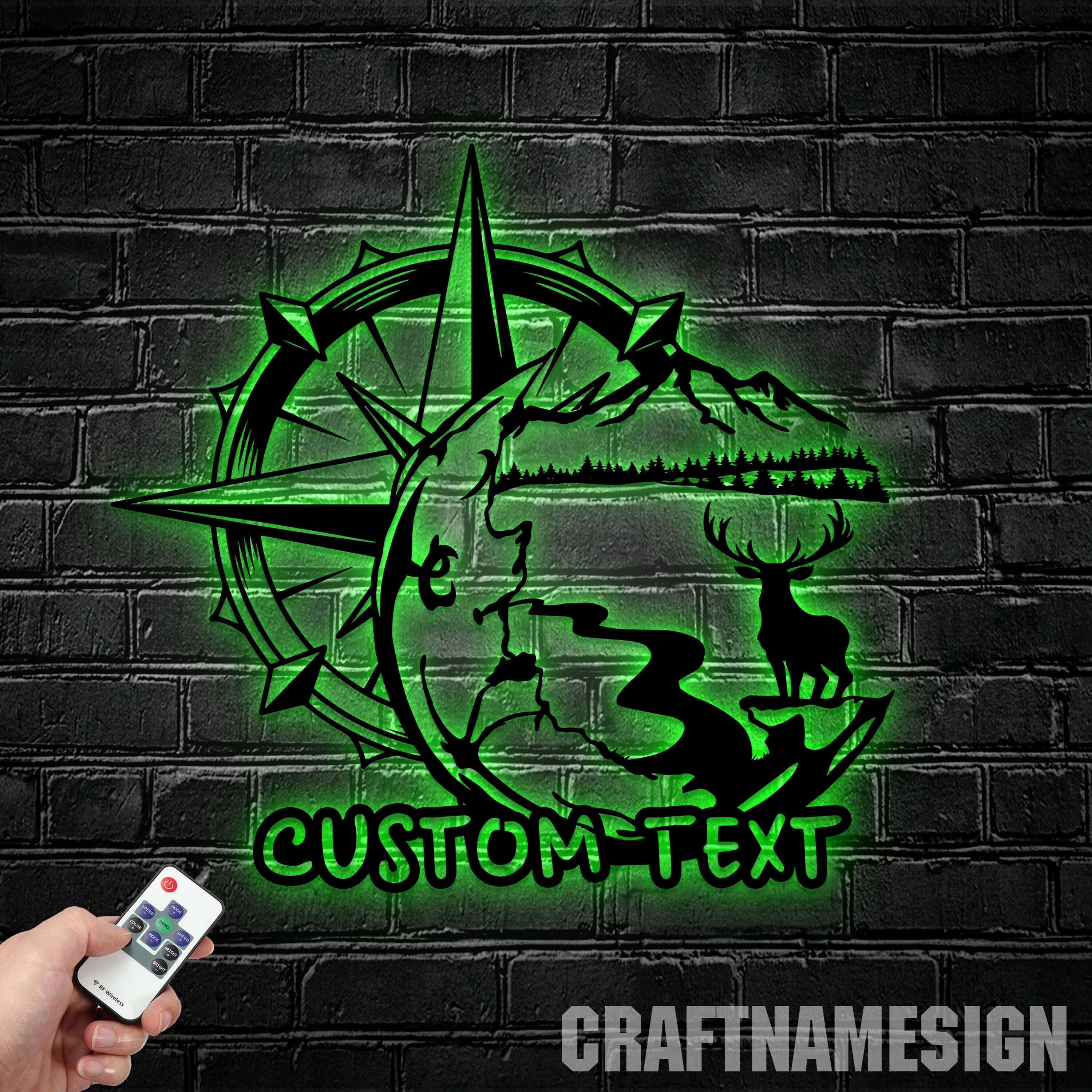 Craftnamesign Custom Nature Mountain Forest Metal Wall Art LED Light ...