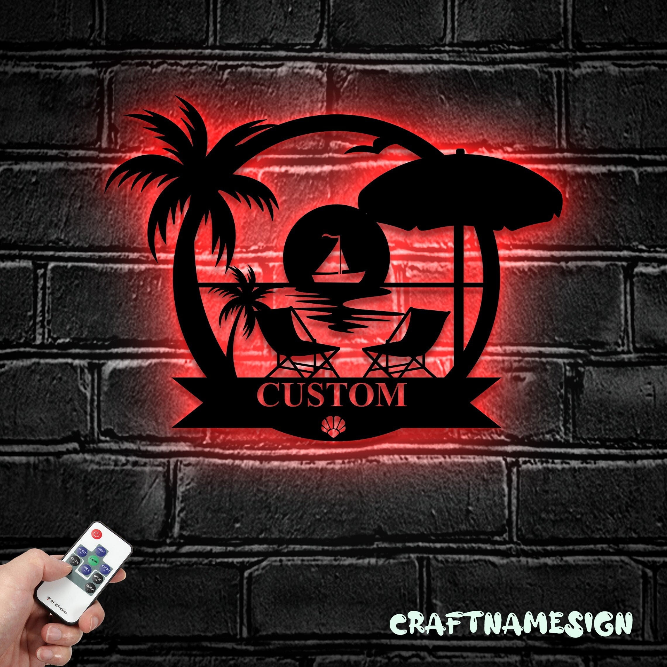 Craftnamesign Custom Nautical Beach House Metal Wall Art LED Light ...
