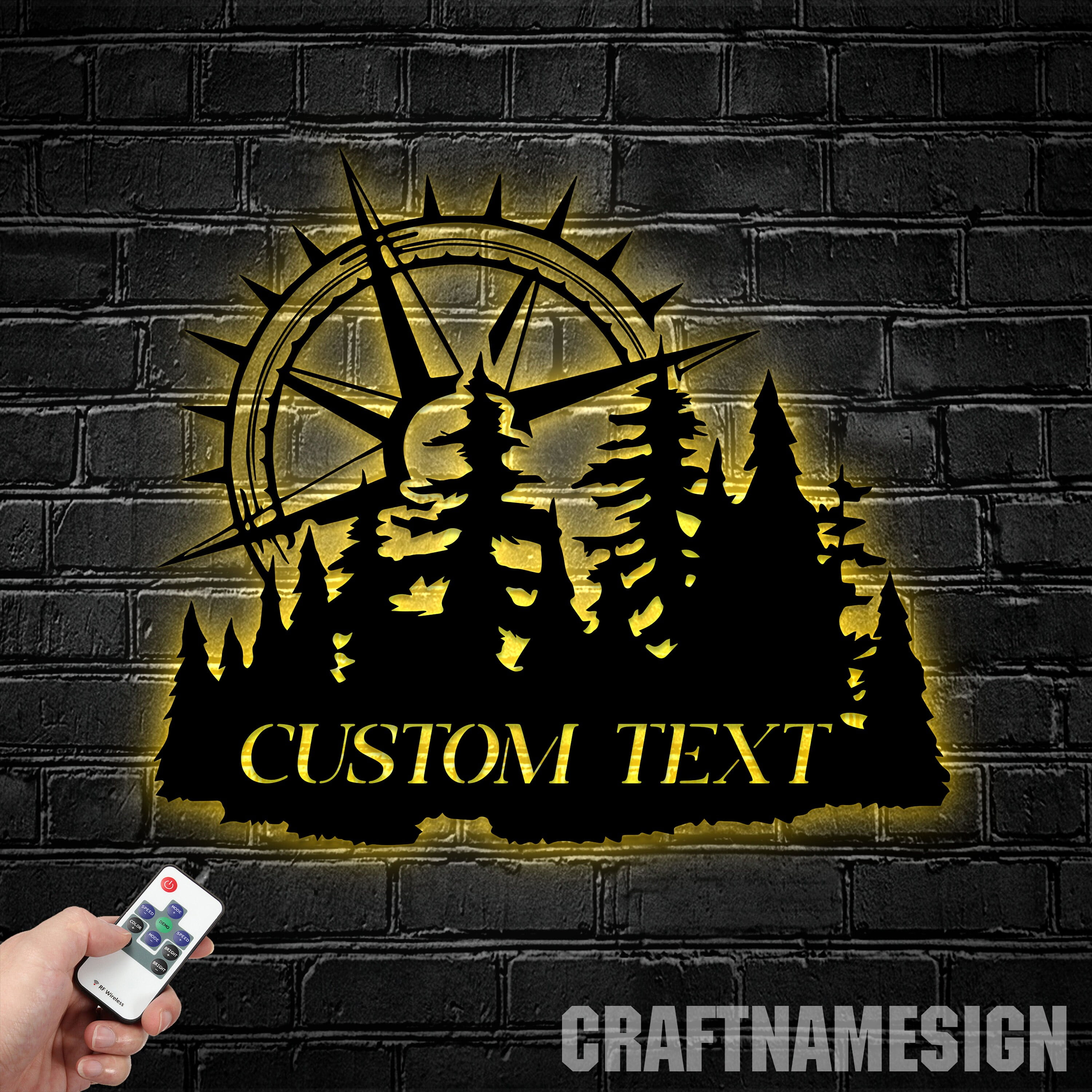 Craftnamesign Custom Nautical Compass Metal Wall Art LED Light ...