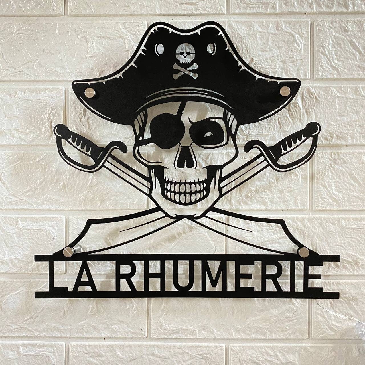 Craftnamesign Custom Pirate Skull Metal Wall Art LED Light ...