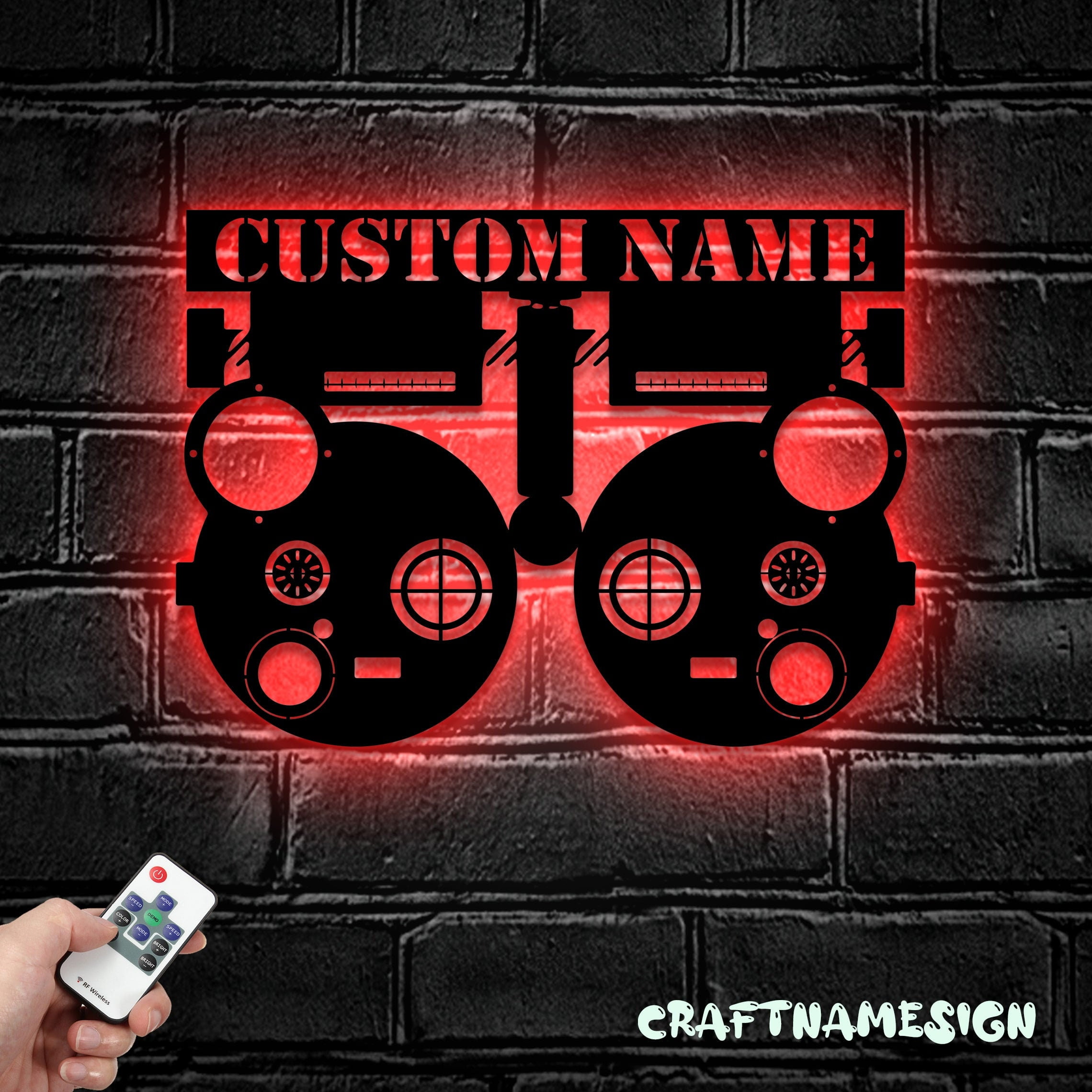 Craftnamesign Custom Optician Metal Wall Art LED Light, Custom Eyes ...