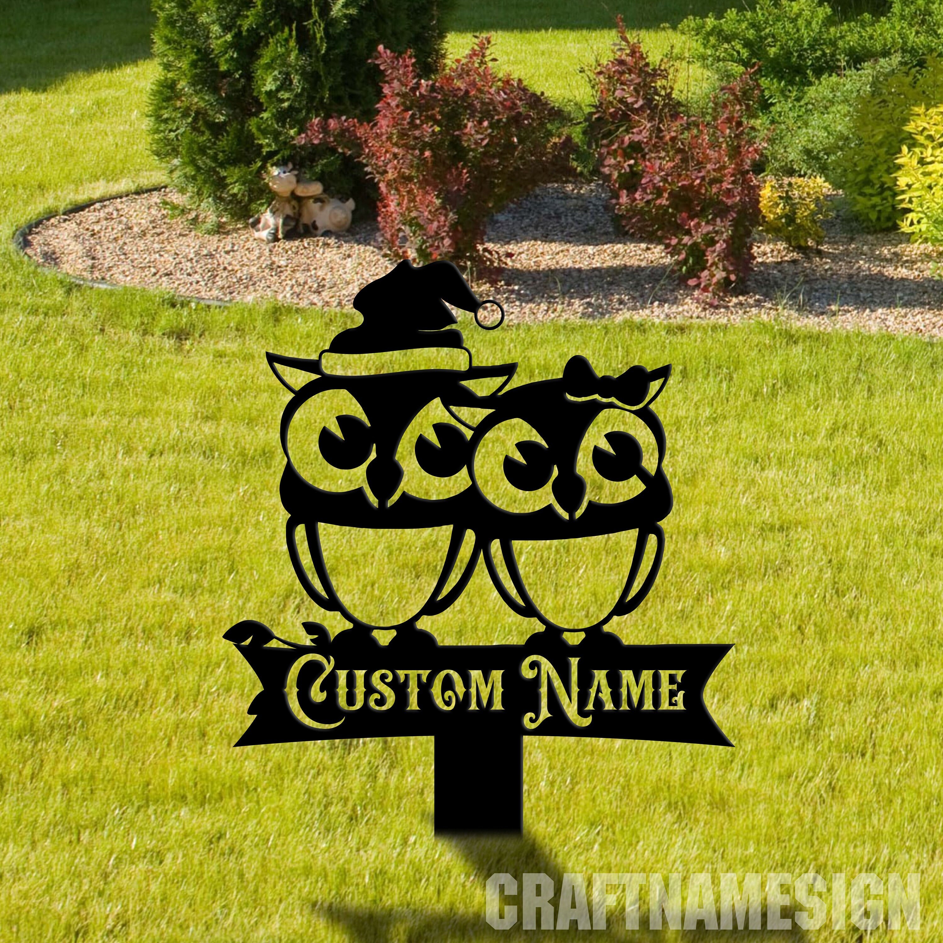 Craftnamesign Custom Owl Metal Yard Stake, Metal Yard Stake with Owl ...
